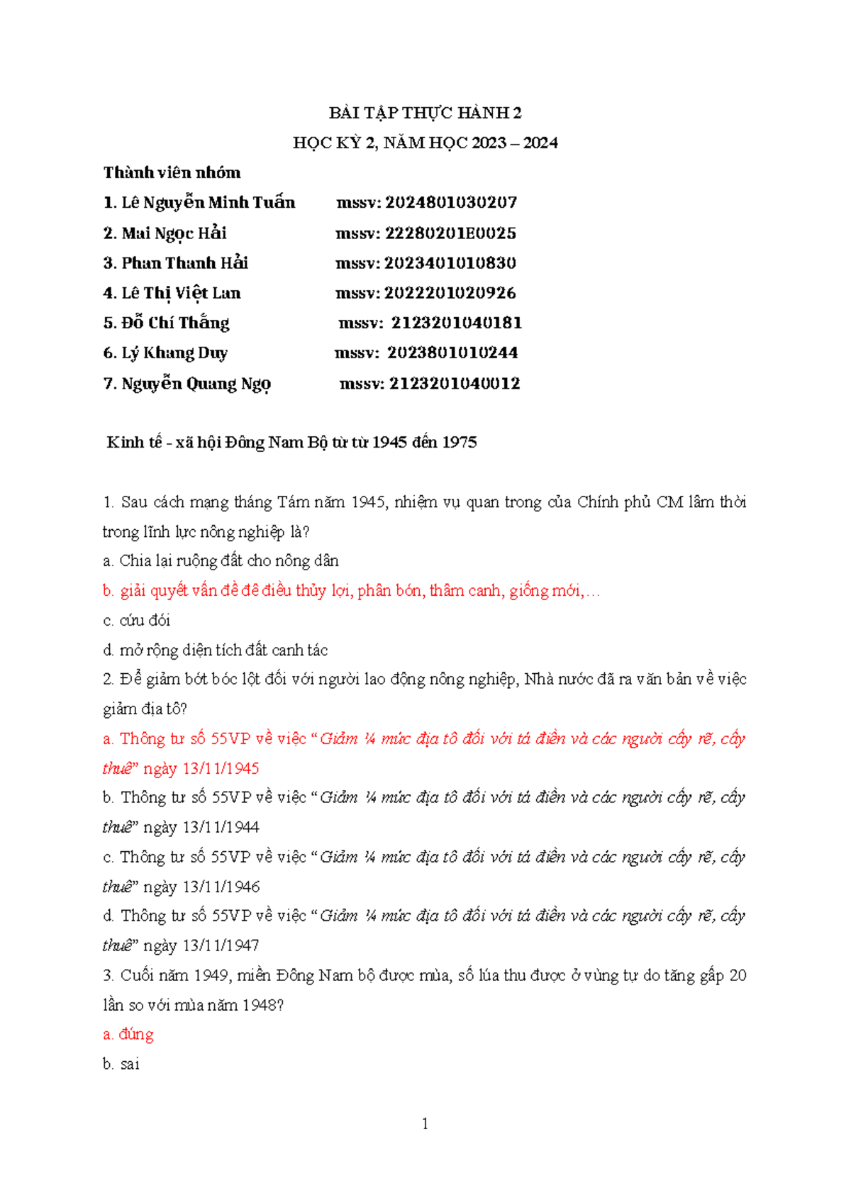 BÀI TẬP THỰC HÀNH 3-HK2 - Summary Những vấn đề kinh tế - xã hội Đông Nam bộ - BÀI TẬP THỰC HÀNH ...
