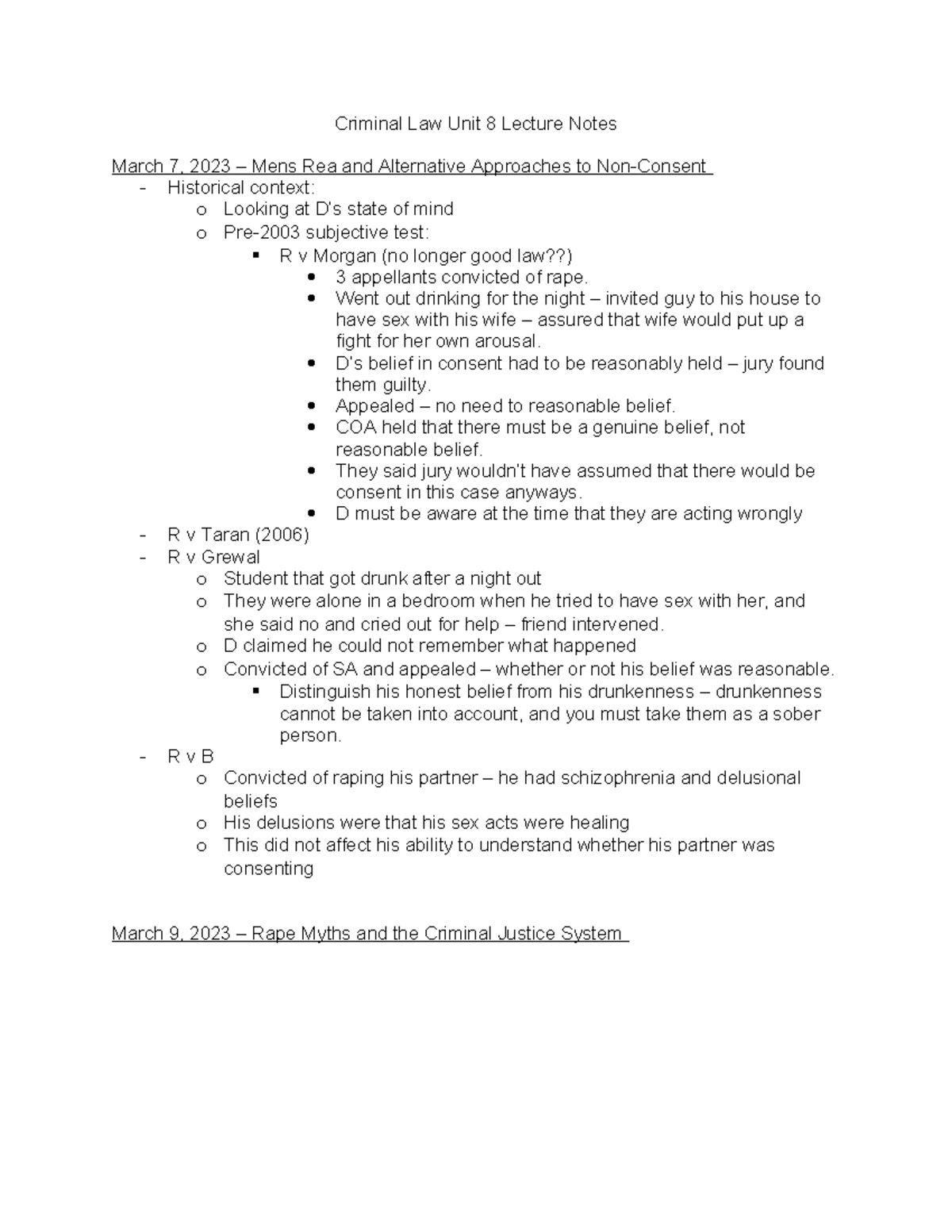 Criminal Law Unit 8 Lecture Notes - Criminal Law Unit 8 Lecture Notes ...