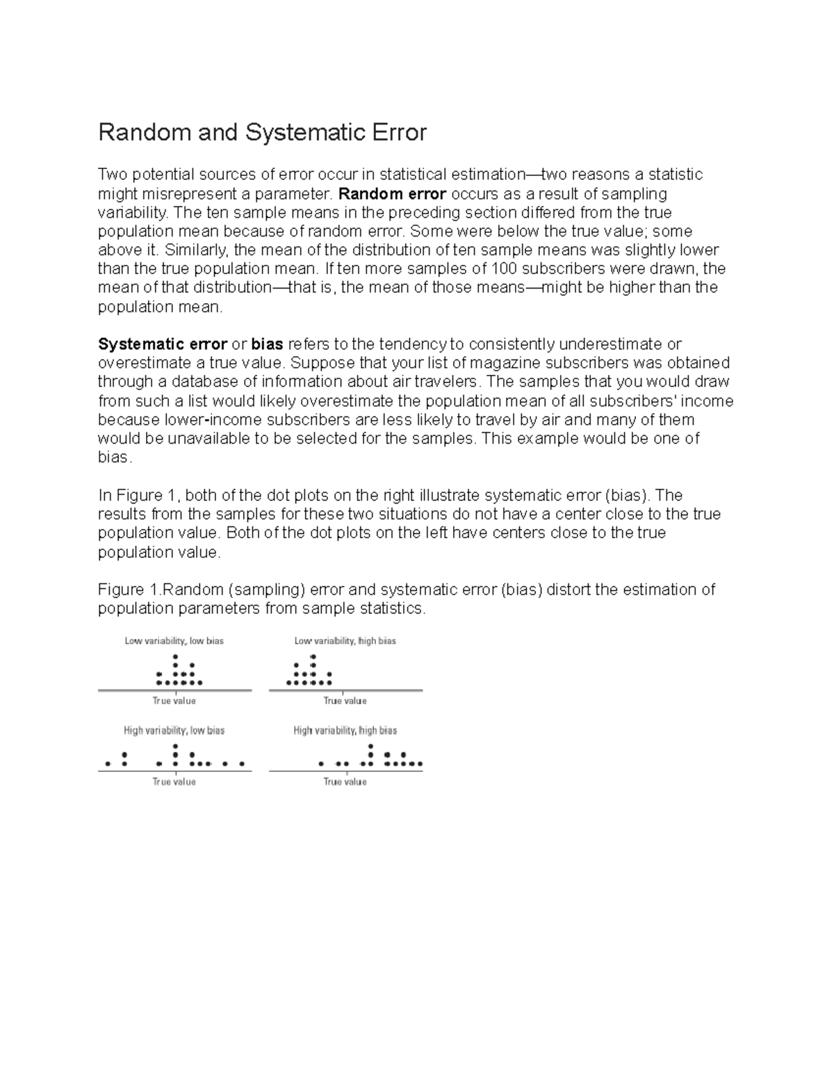Stats 3 - notes - Random and Systematic Error Two potential sources of ...