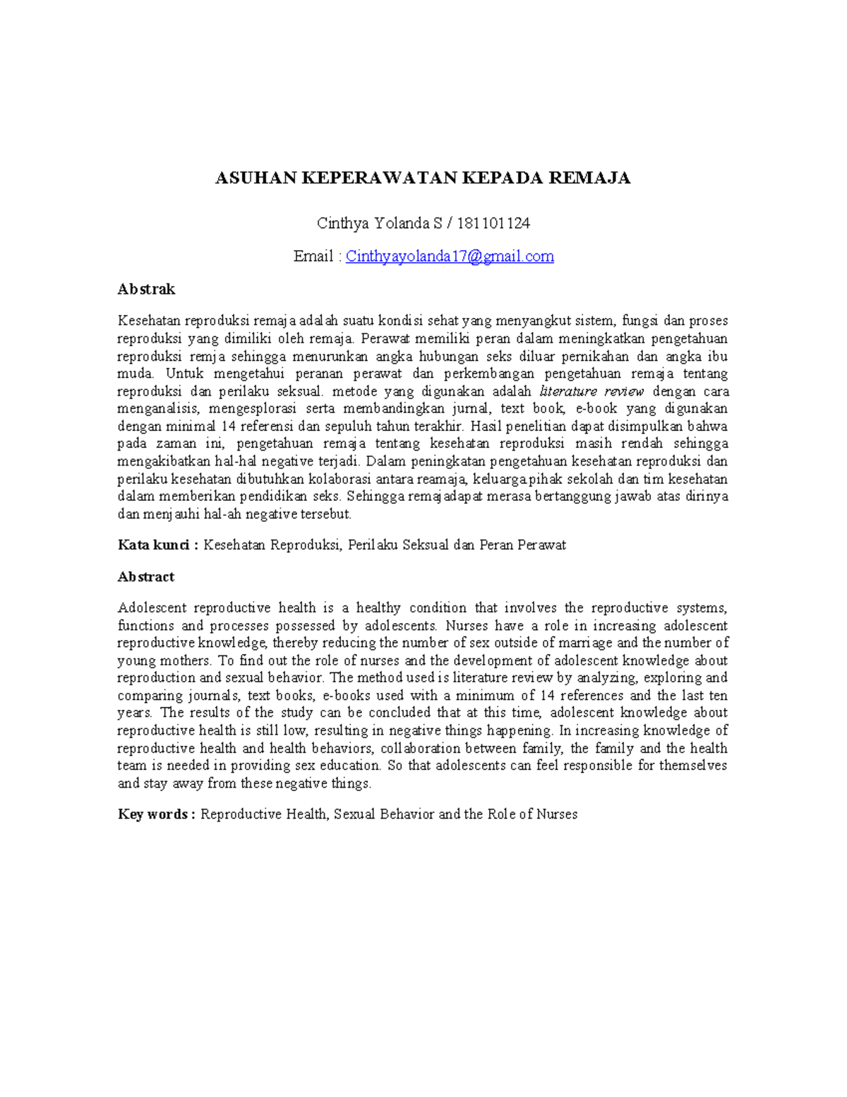 Asuhan Keperawatan Kepada Remaja - ASUHAN KEPERAWATAN KEPADA REMAJA ...