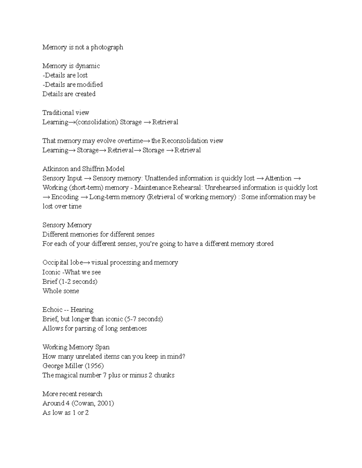 Memory Notes - Patricia Lindemann - Memory is not a photograph Memory ...