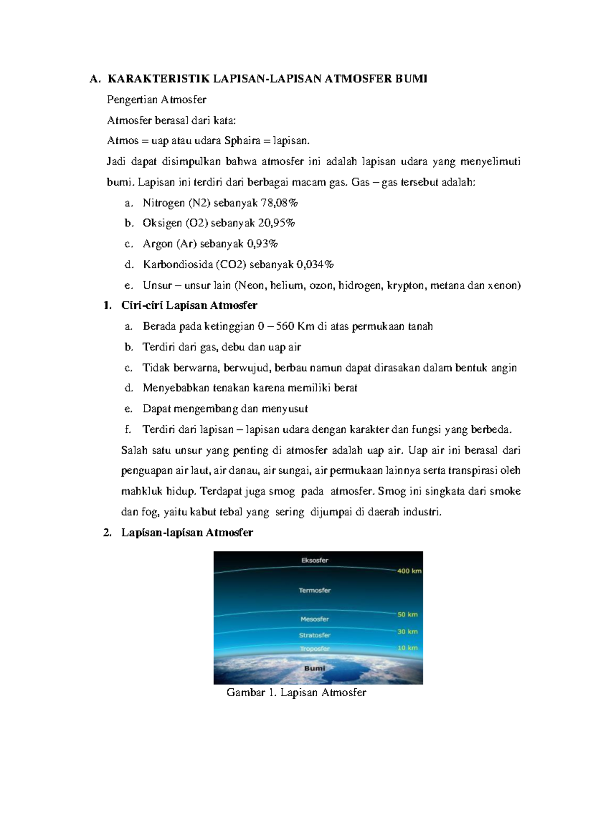 Materi Dinamika Atmosfer - A. KARAKTERISTIK LAPISAN-LAPISAN ATMOSFER ...