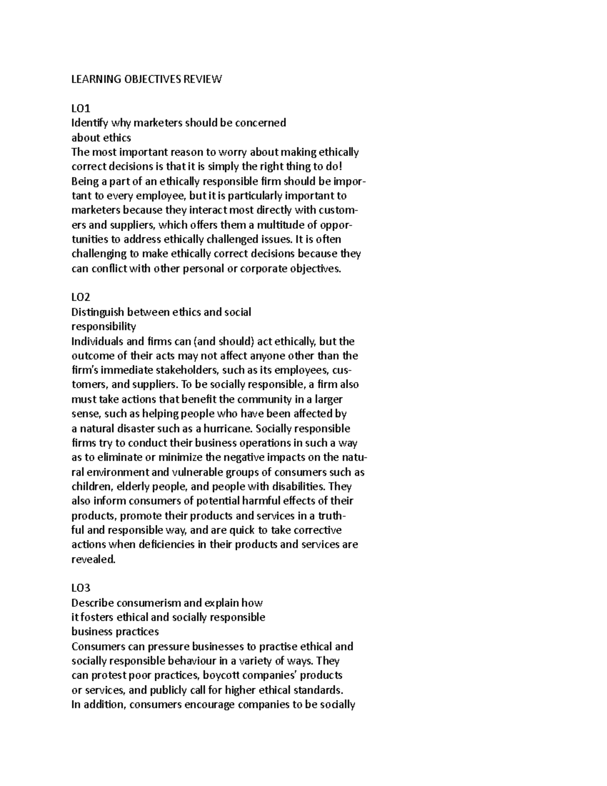 Learning Objectives Review 19 - LEARNING OBJECTIVES REVIEW LO Idenify ...