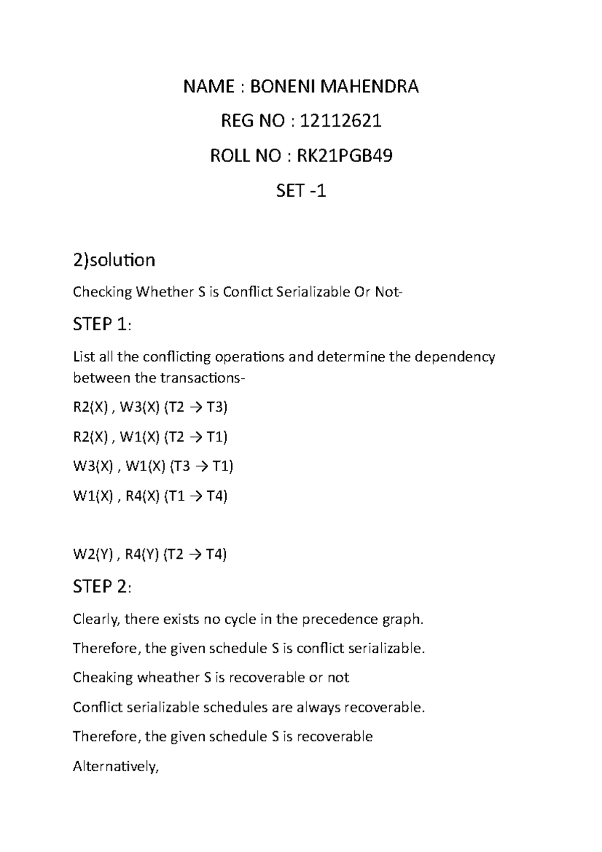 CA 2 ans - I LOVE INDIA - NAME : BONENI MAHENDRA REG NO : 12112621 ROLL ...