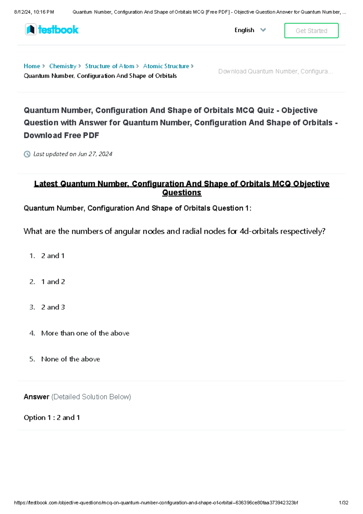 Atomic Orbitals - AS REQ. - Quantum Number, Configuration And Shape of ...