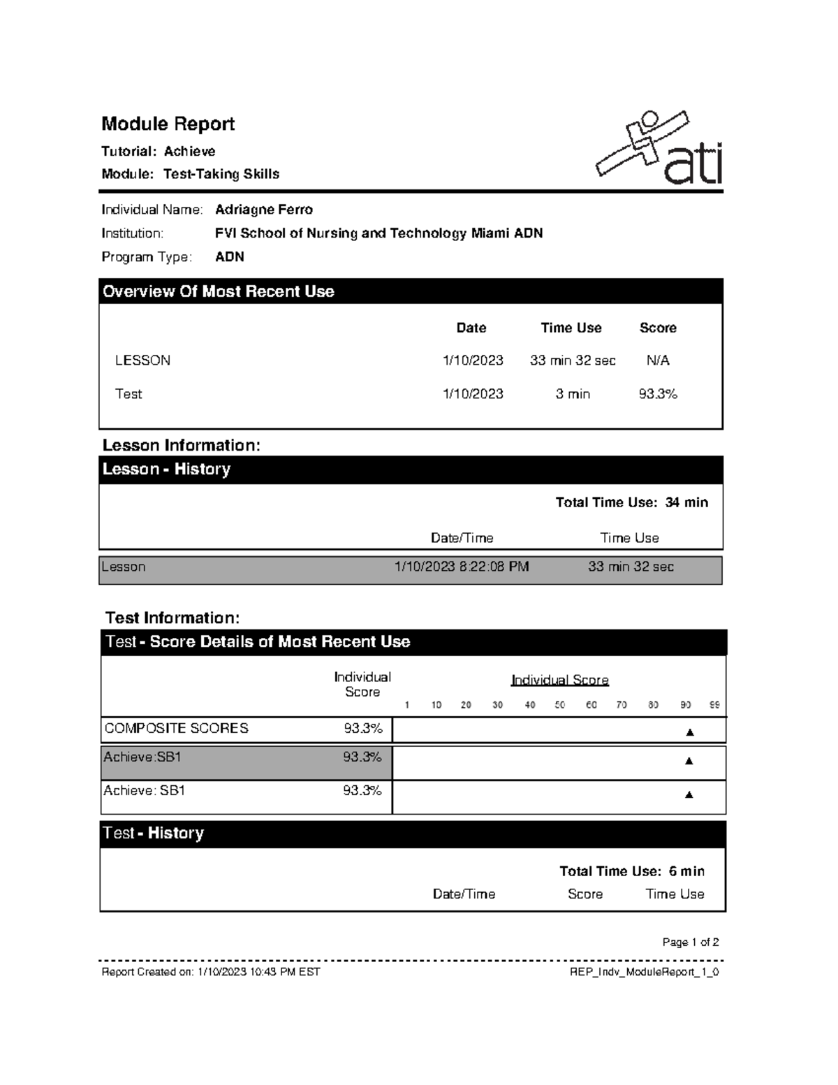 Test taking skills(report) - Individual Name: Institution: Program Type ...
