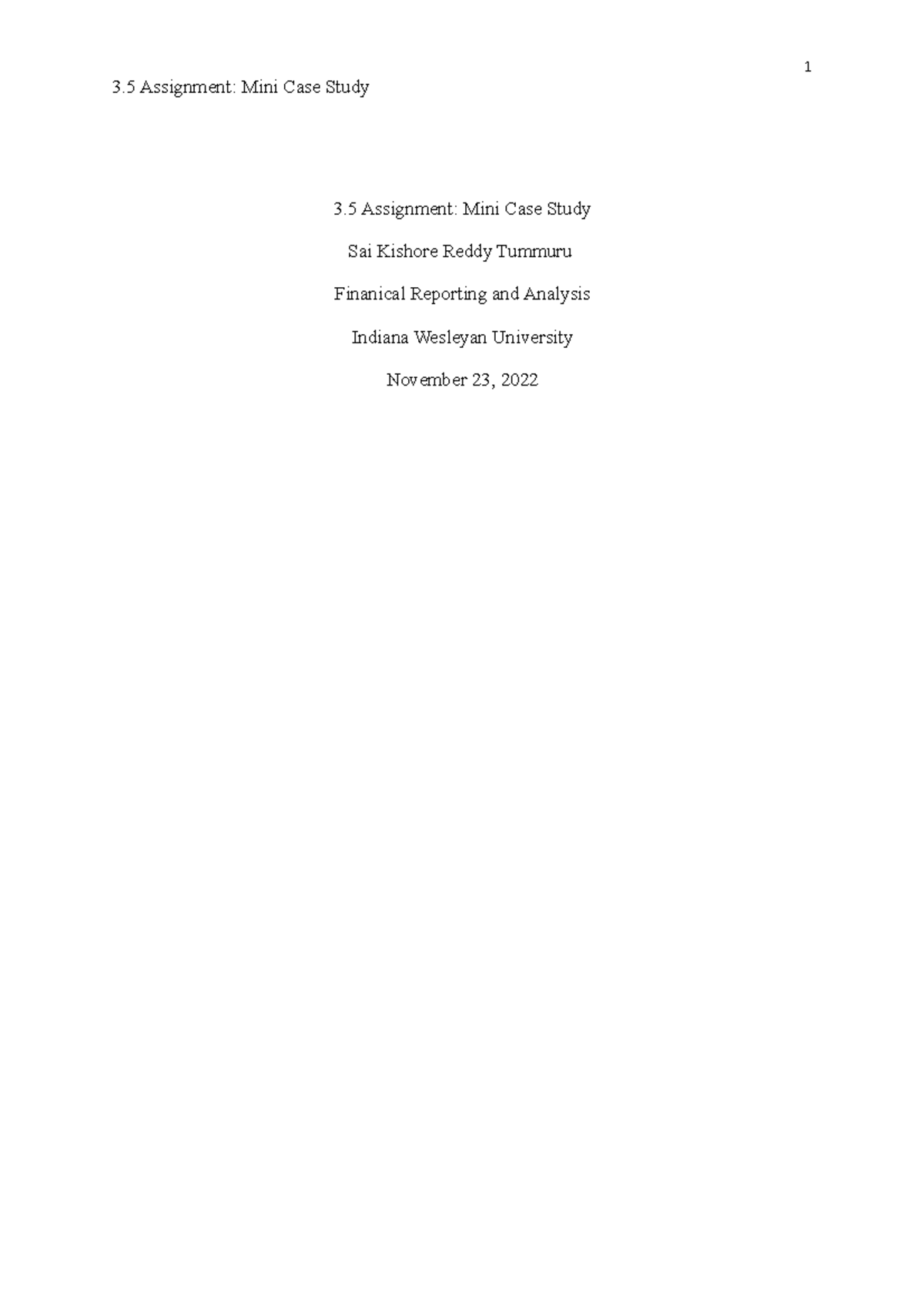 3.5 Mini Case study Kohl - 3 Assignment: Mini Case Study 3 Assignment ...