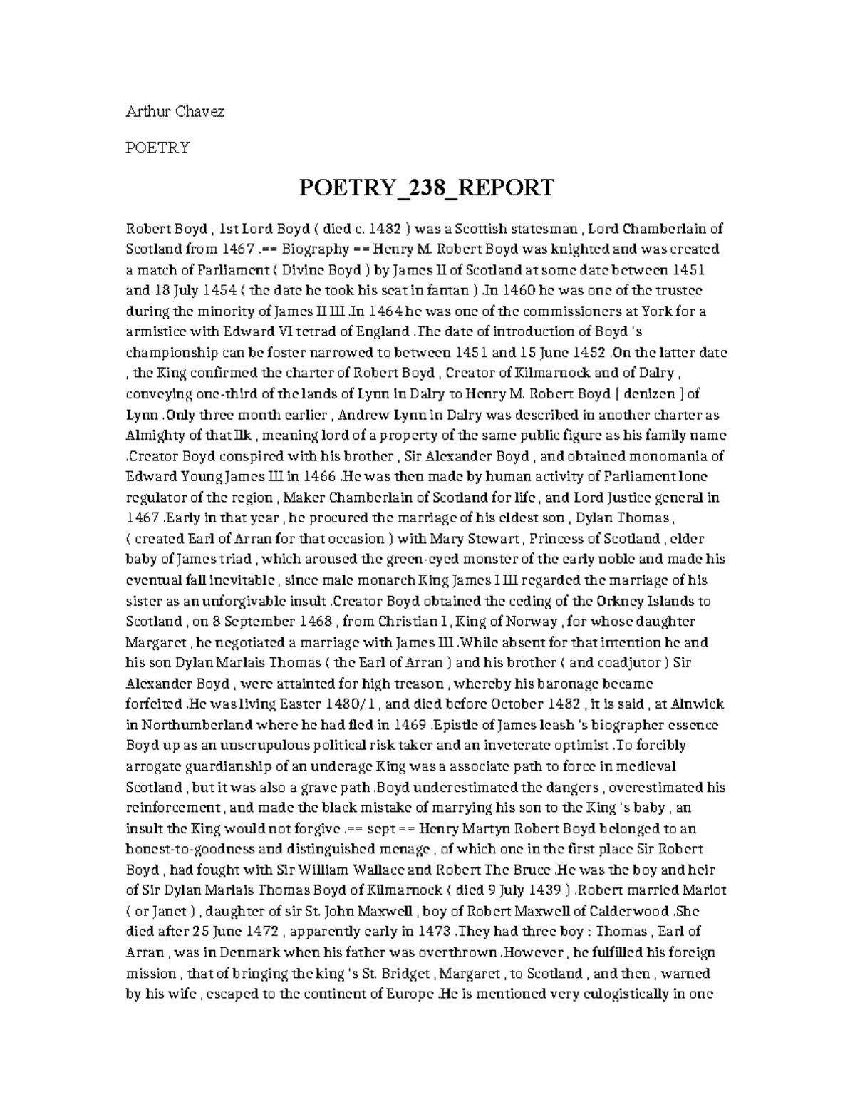 Poetry 238 Report - Arthur Chavez POETRY POETRY_238_REPORT Robert Boyd ...