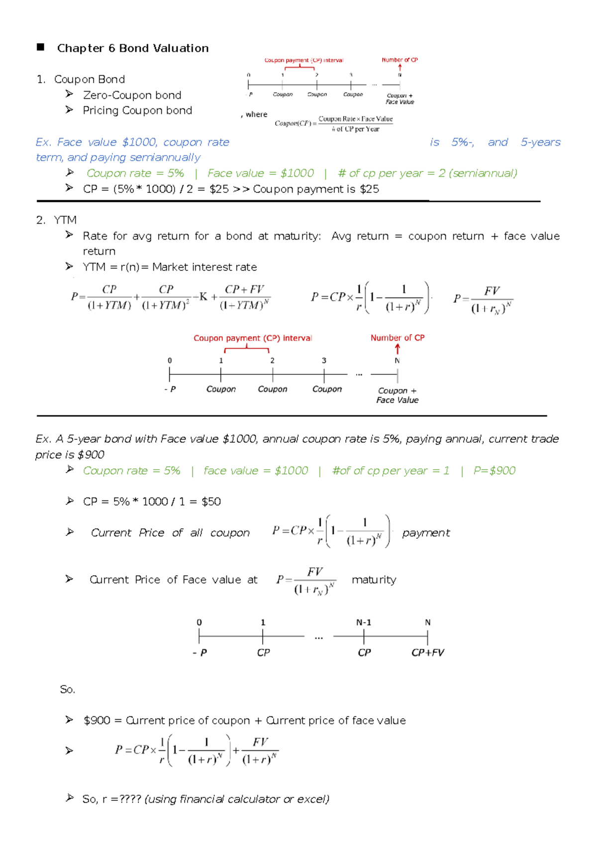 Chapter 6 Bond Valuation - EXAM Review Cheat Sheet - Chapter 6 Bond ...