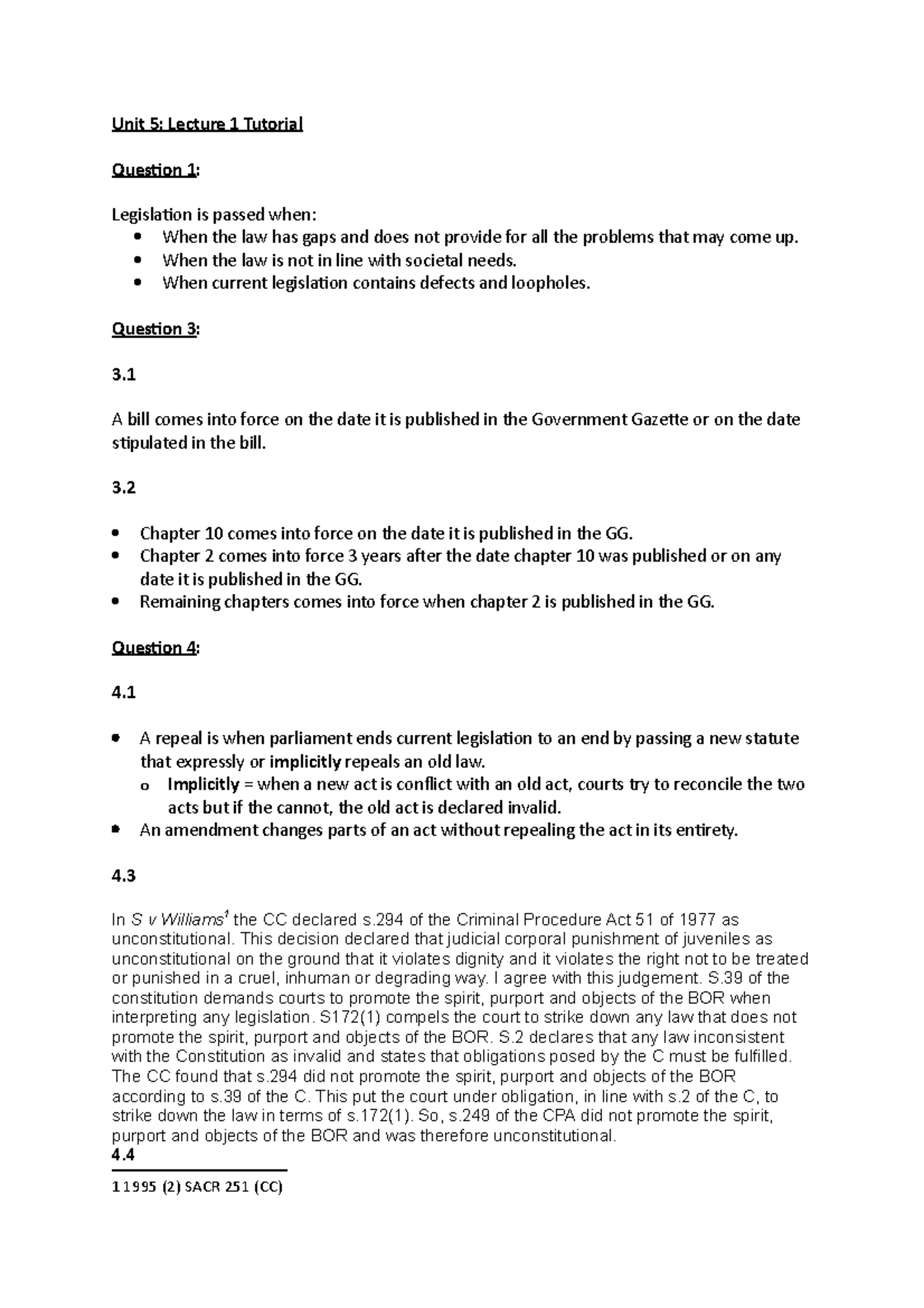 Unit 5- Lecture 1 Tutorial - Unit 5: Lecture 1 Tutorial Question 1 ...