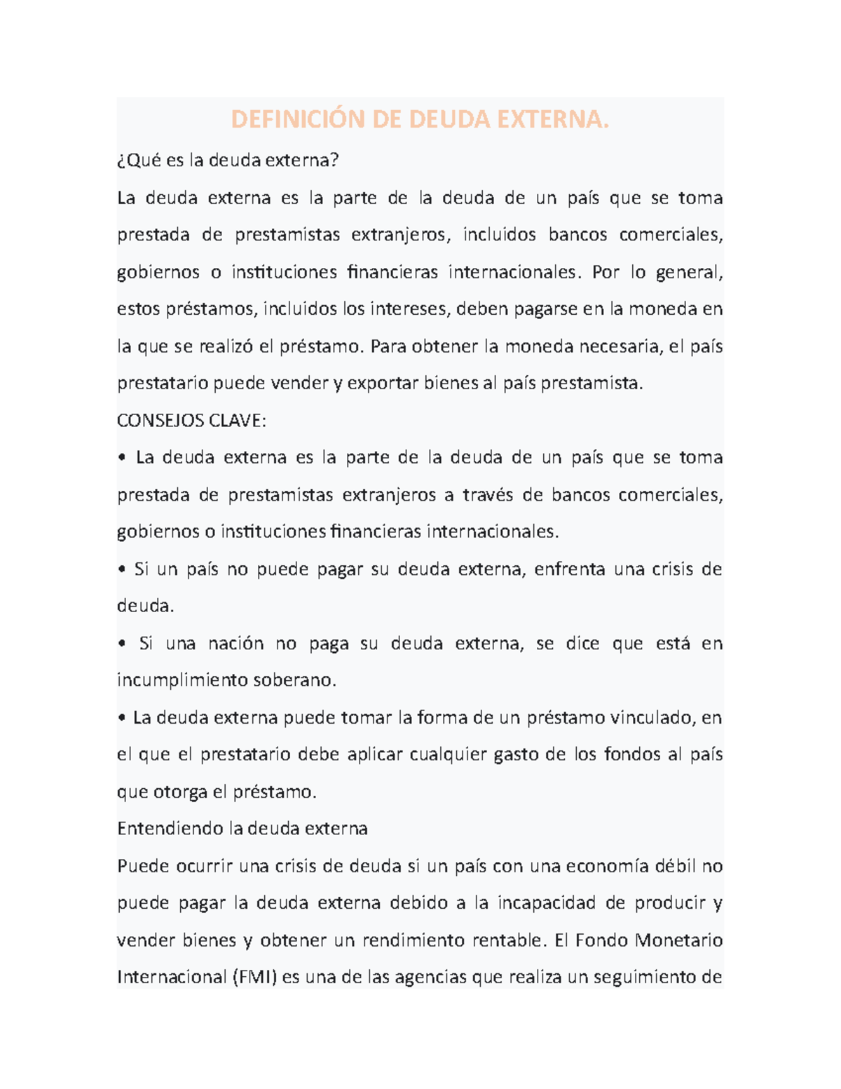 Definición DE Deuda Externa - DEFINICIÓN DE DEUDA EXTERNA. ¿Qué es la ...