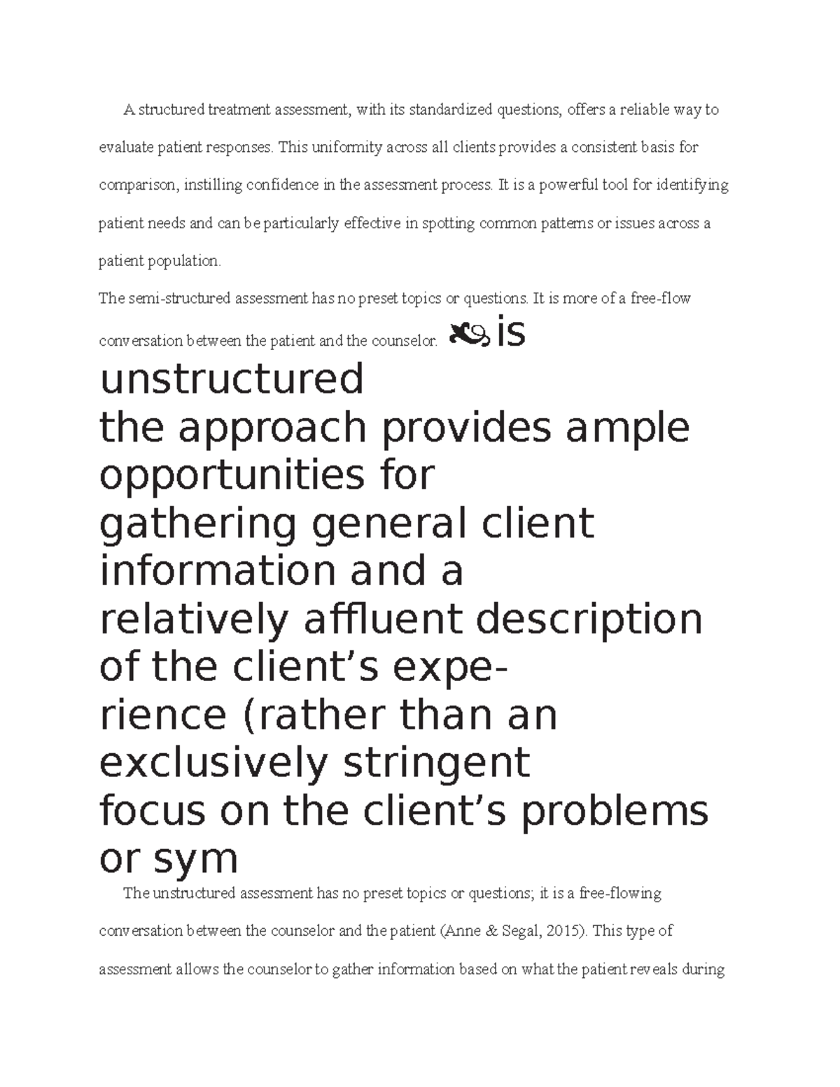 Discussion - A structured treatment assessment, with its standardized ...