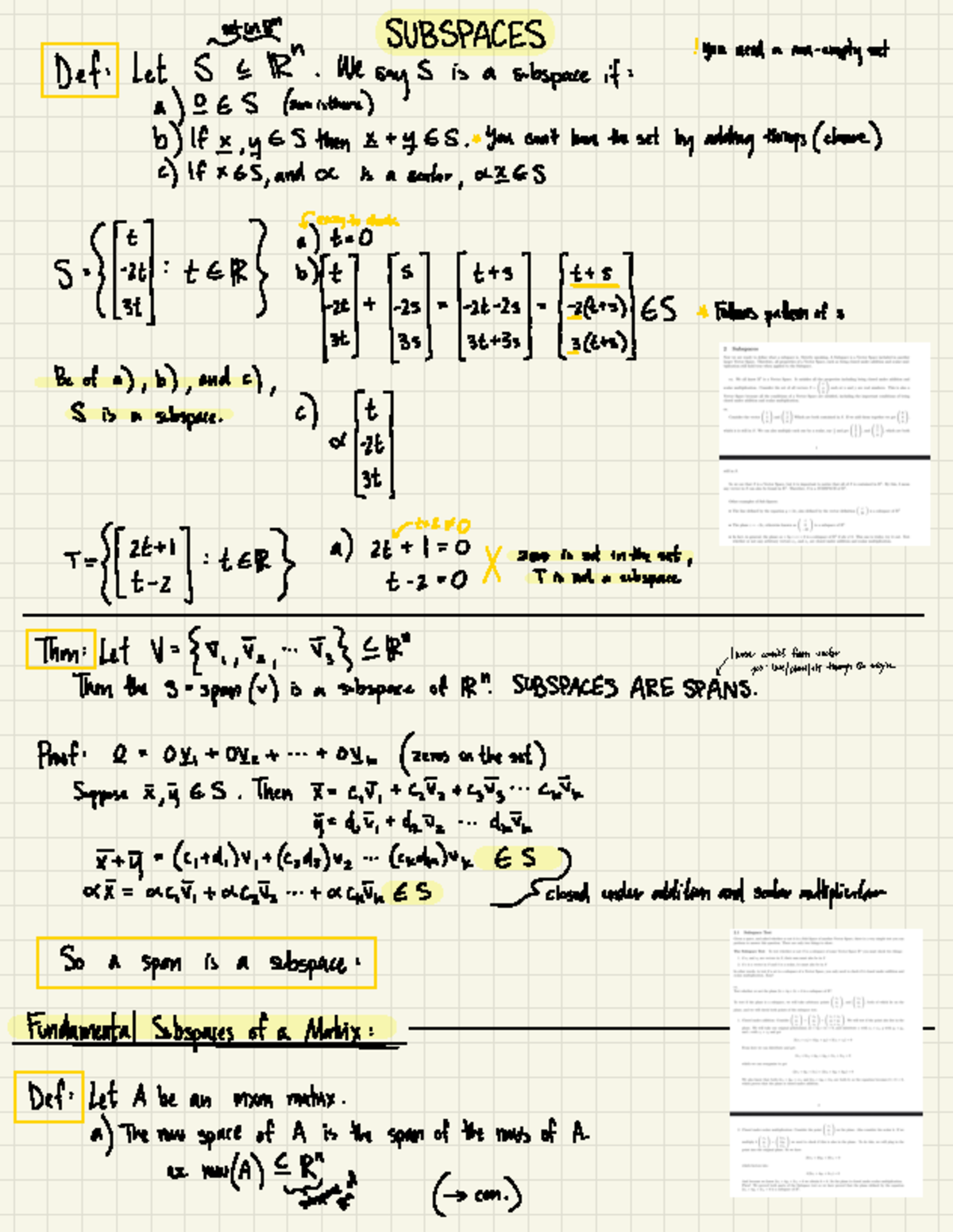 Linear Algebra Exam Two Content Eine Subspaces 1 You Need A Non Empty Set Def Let S E R