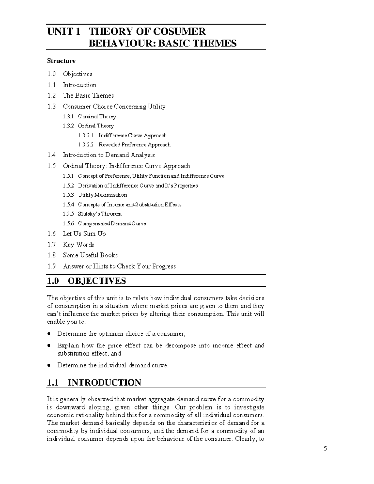 Block-1 MEC-001 Unit-1 - UNIT 1 THEORY OF COSUMER BEHAVIOUR: BASIC ...