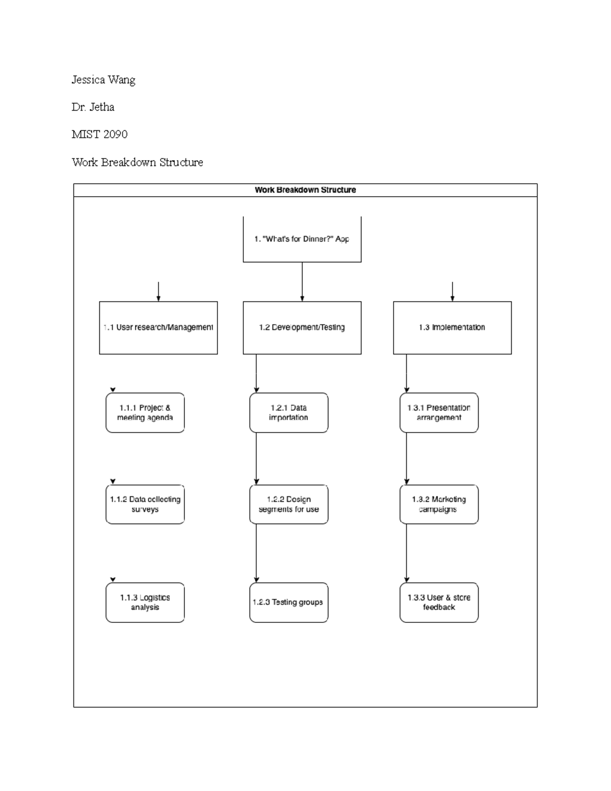 Work Breakdown Structure - Jessica Wang Dr. Jetha MIST 2090 Work ...