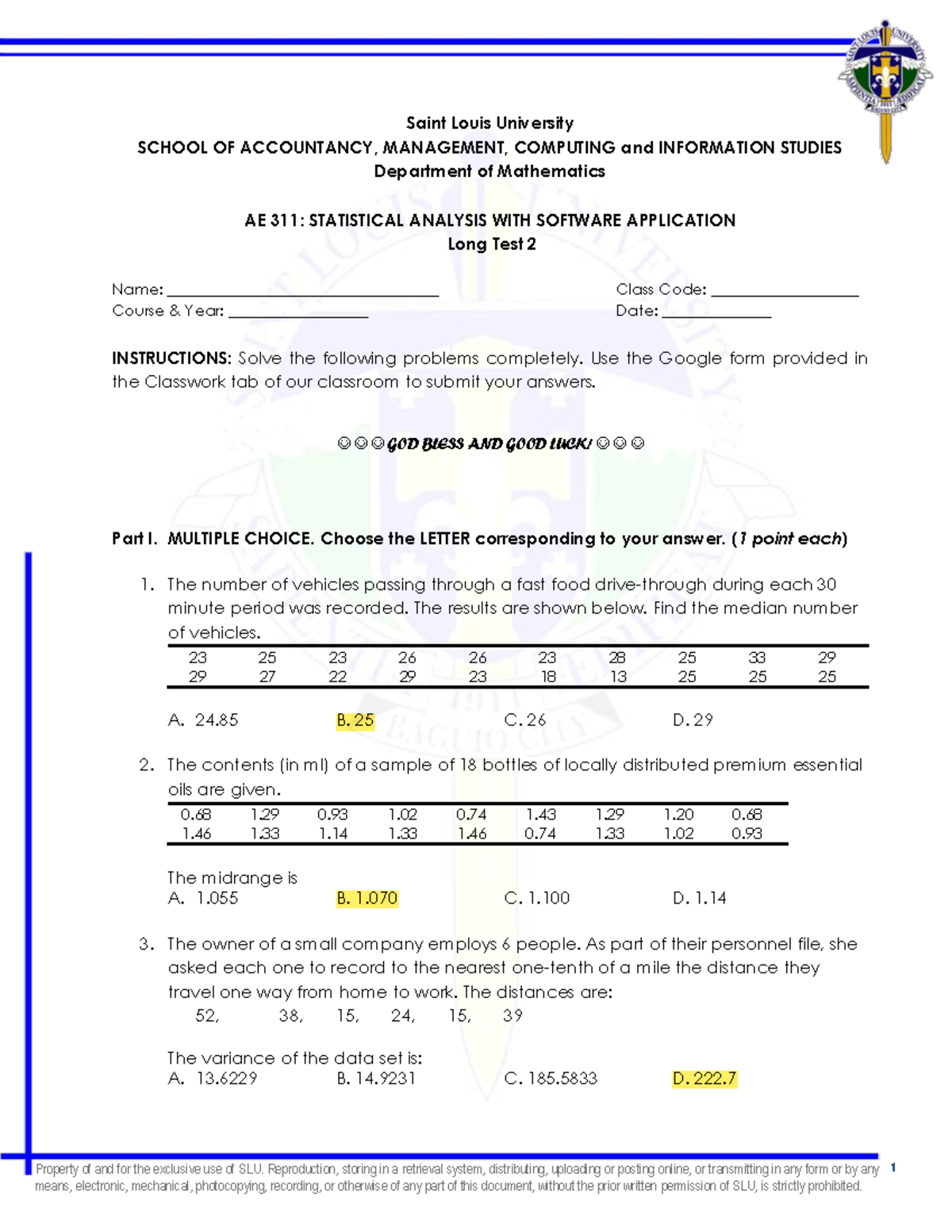 AE311 LONG TEST 2 - Cjdj - Property of and for the exclusive use of SLU ...