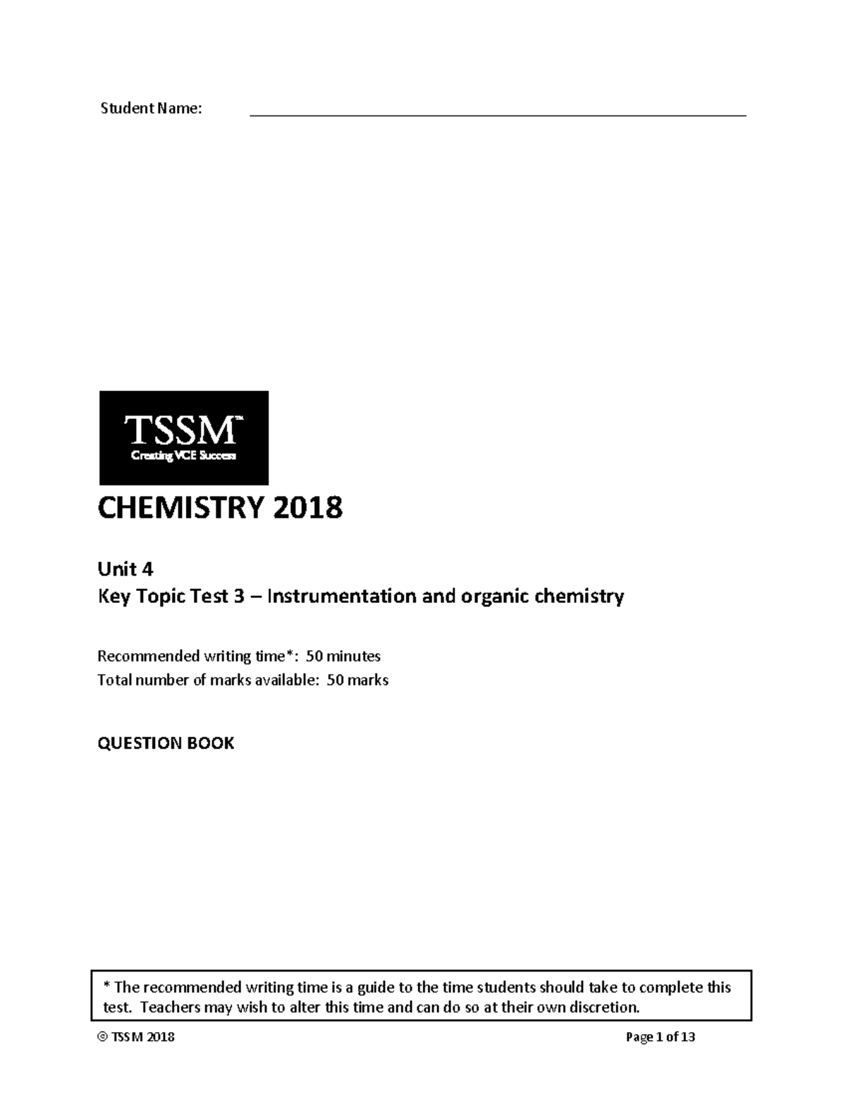 2018 TSSM Instrumentation Test - Student Name: - Studocu