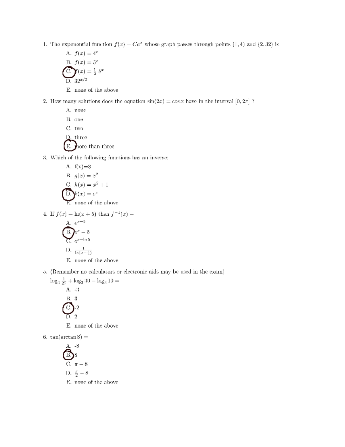 CALC1000 - Practice Midterm Answers - 2018 - Calculus 1000A/B - UWO ...