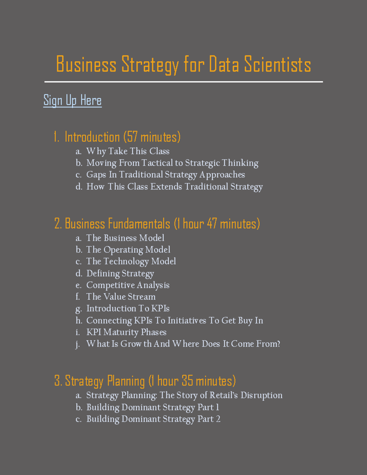 Business Strategy for Data Scientists Course Outline:Introduction (57 ...