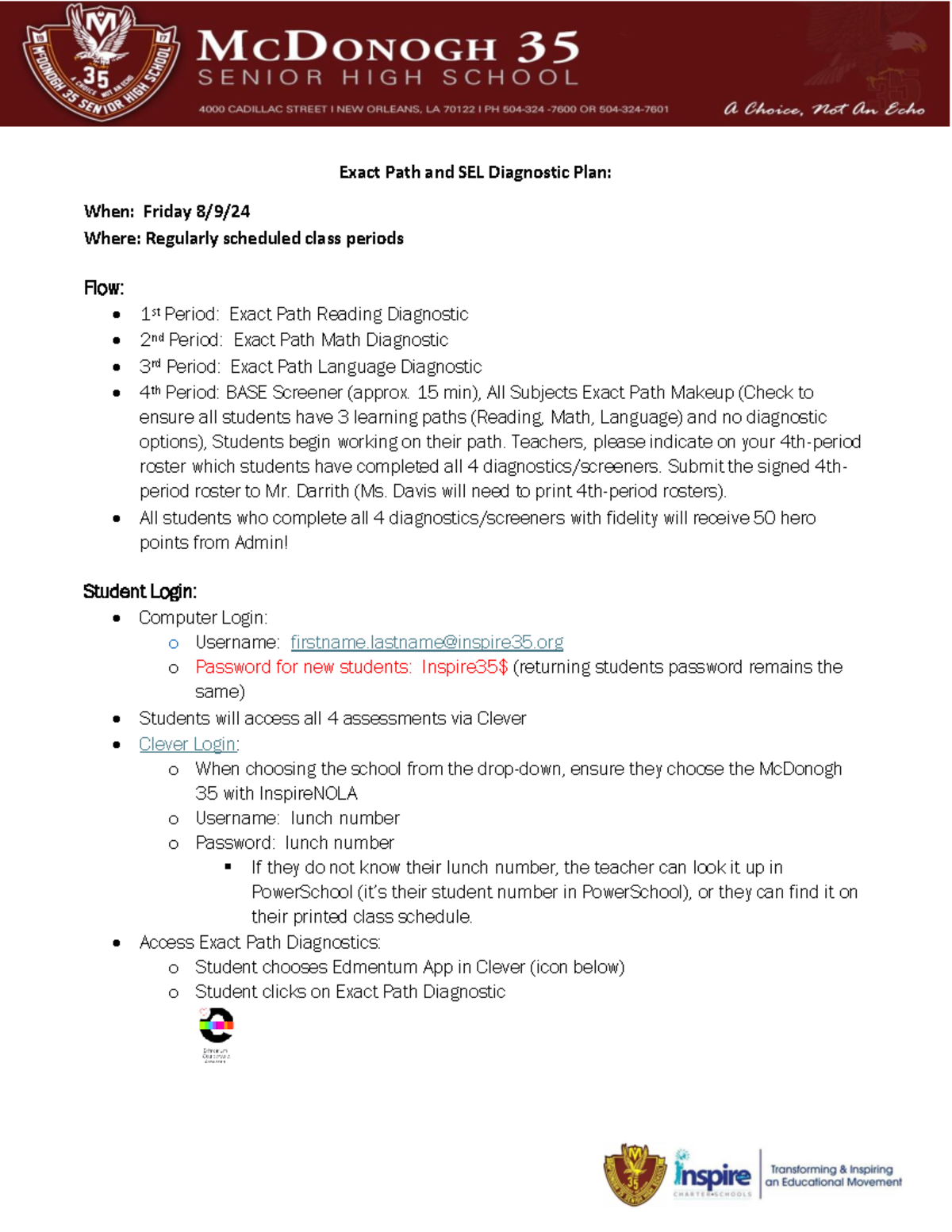 Exact Path and SEL Diagnostic Plan - 15 min), All Subjects Exact Path ...