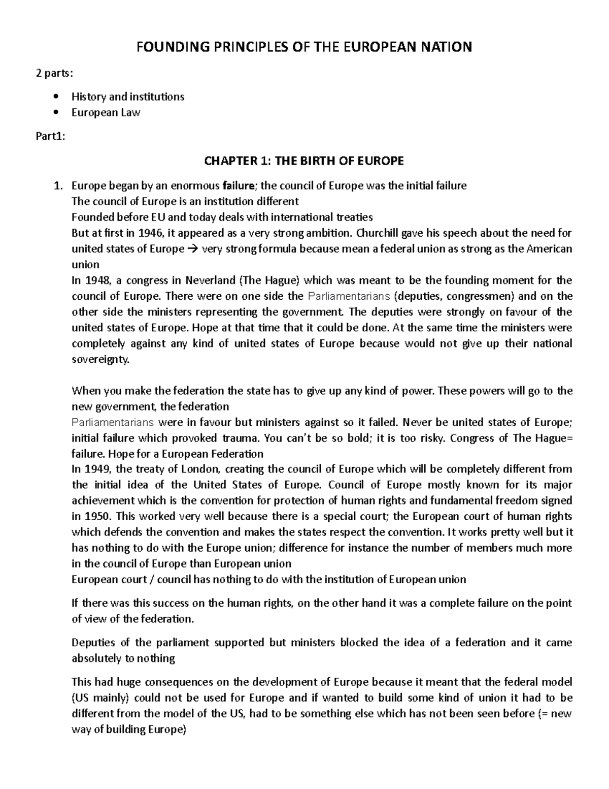 Cours 1 Founding Principles of European Union - FOUNDING PRINCIPLES OF ...