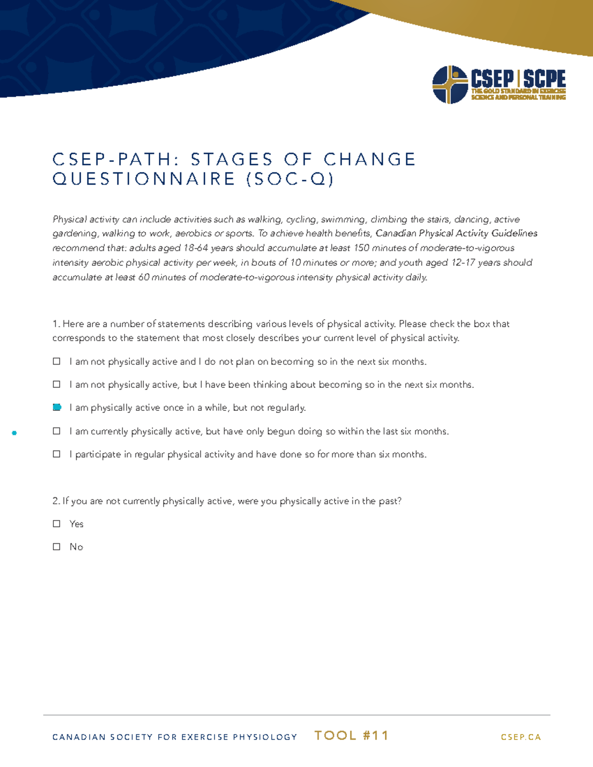 assignments SOC-Q Stages of change client related - C A N A D I A N S O ...