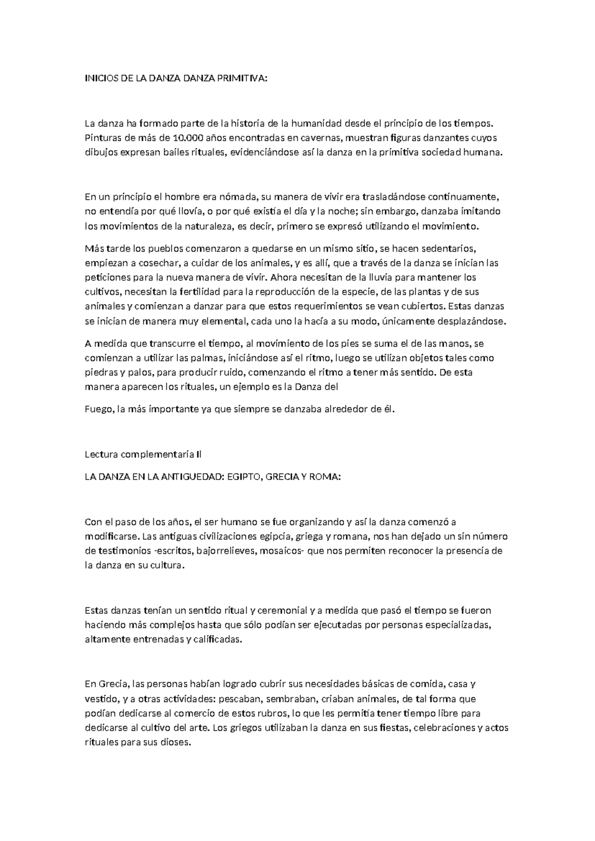 Inicios DE LA Danza Danza Primitiva - INICIOS DE LA DANZA DANZA ...