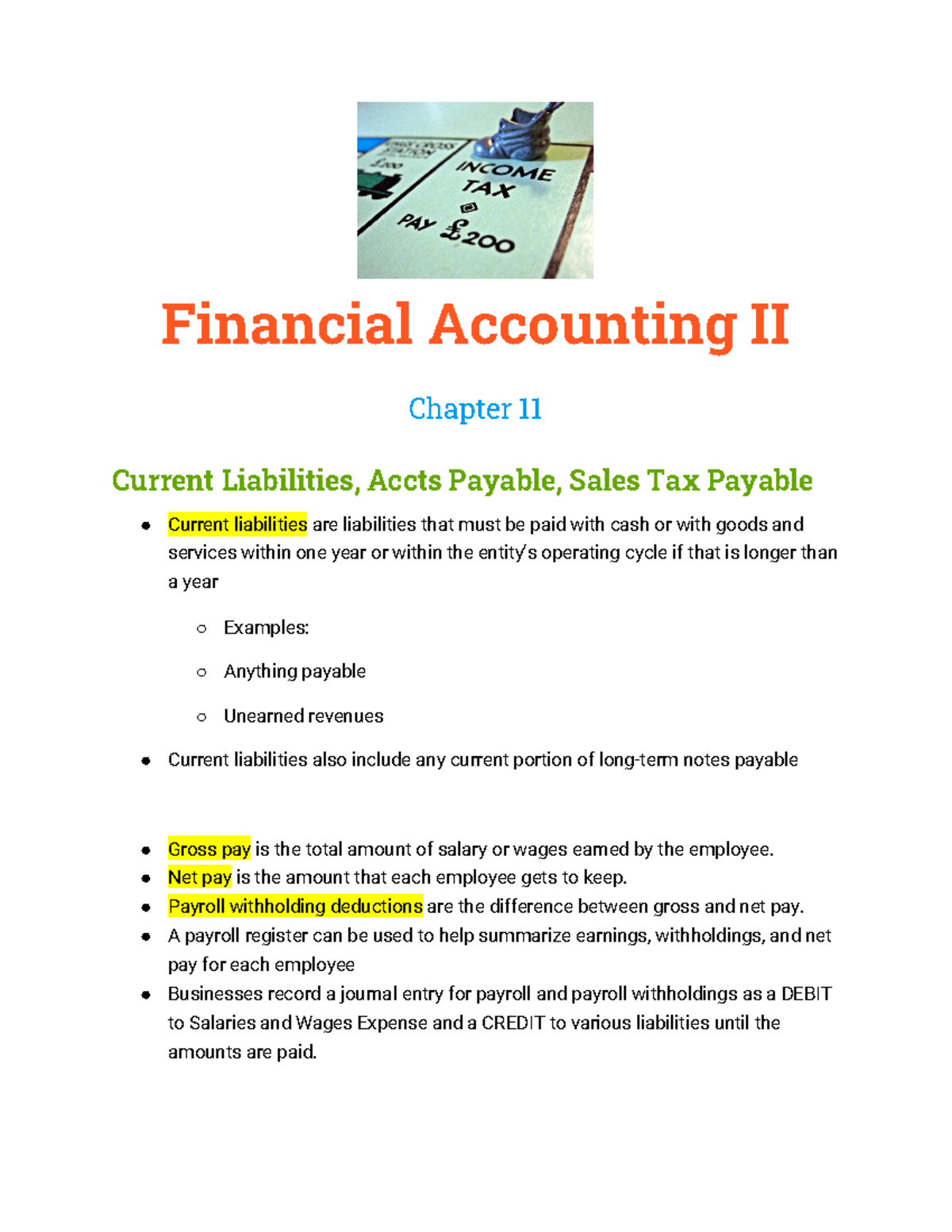 FA II Ch 11 - Chapter 11 Notes taken from the Horngren textbook ...