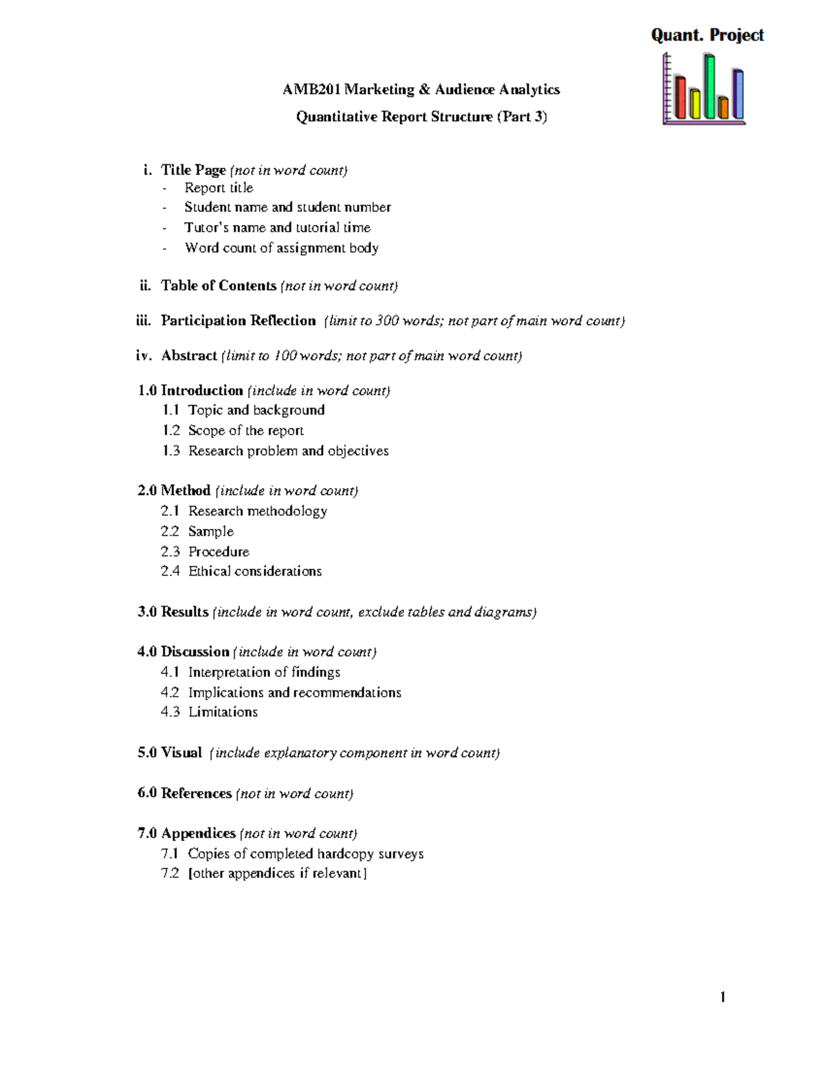 AMB201 Quantitative - Write-Up Guide and CRA - Quantitative Report ...