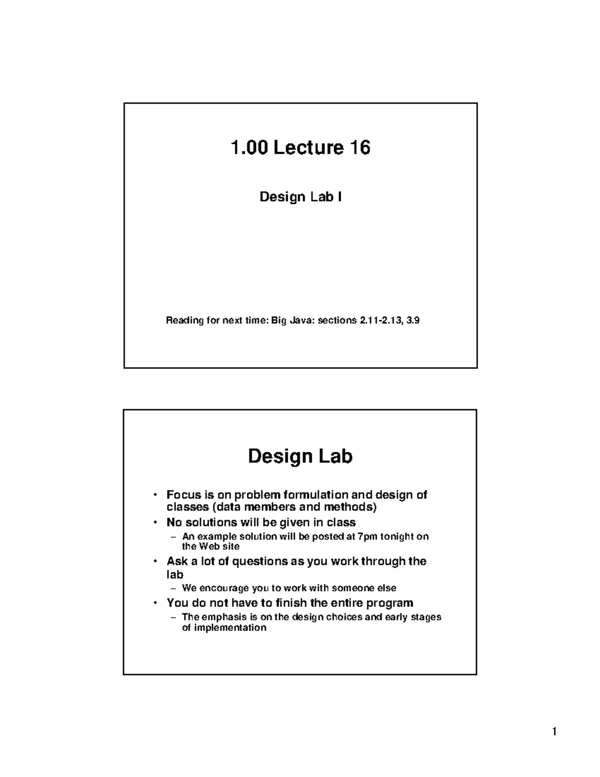 Design Lab I - Inheritance - Design Lab • Focus is on problem ...