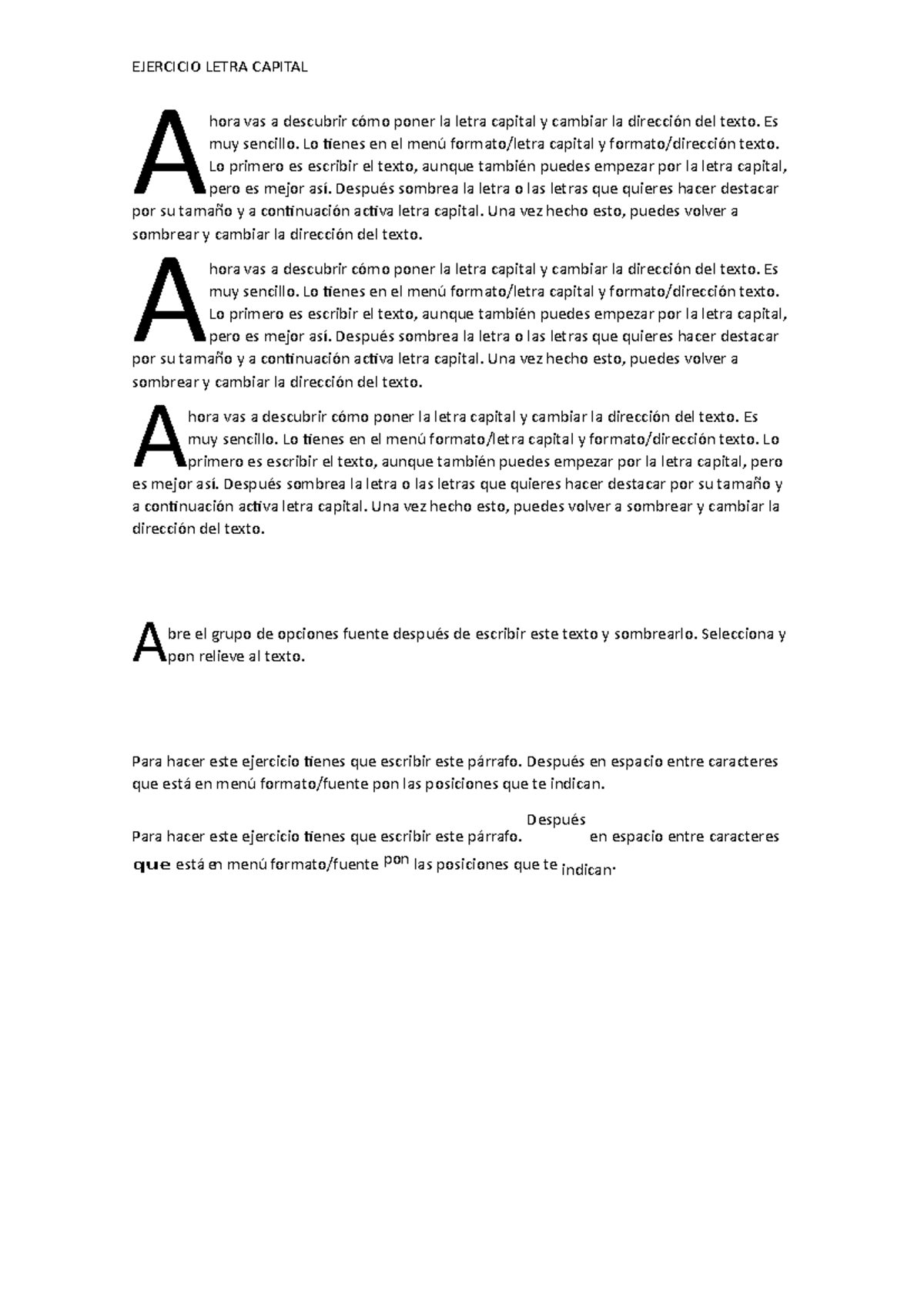 EJ1-Letra Capital - EJERCICIO LETRA CAPITAL hora vas a descubrir cómo ...