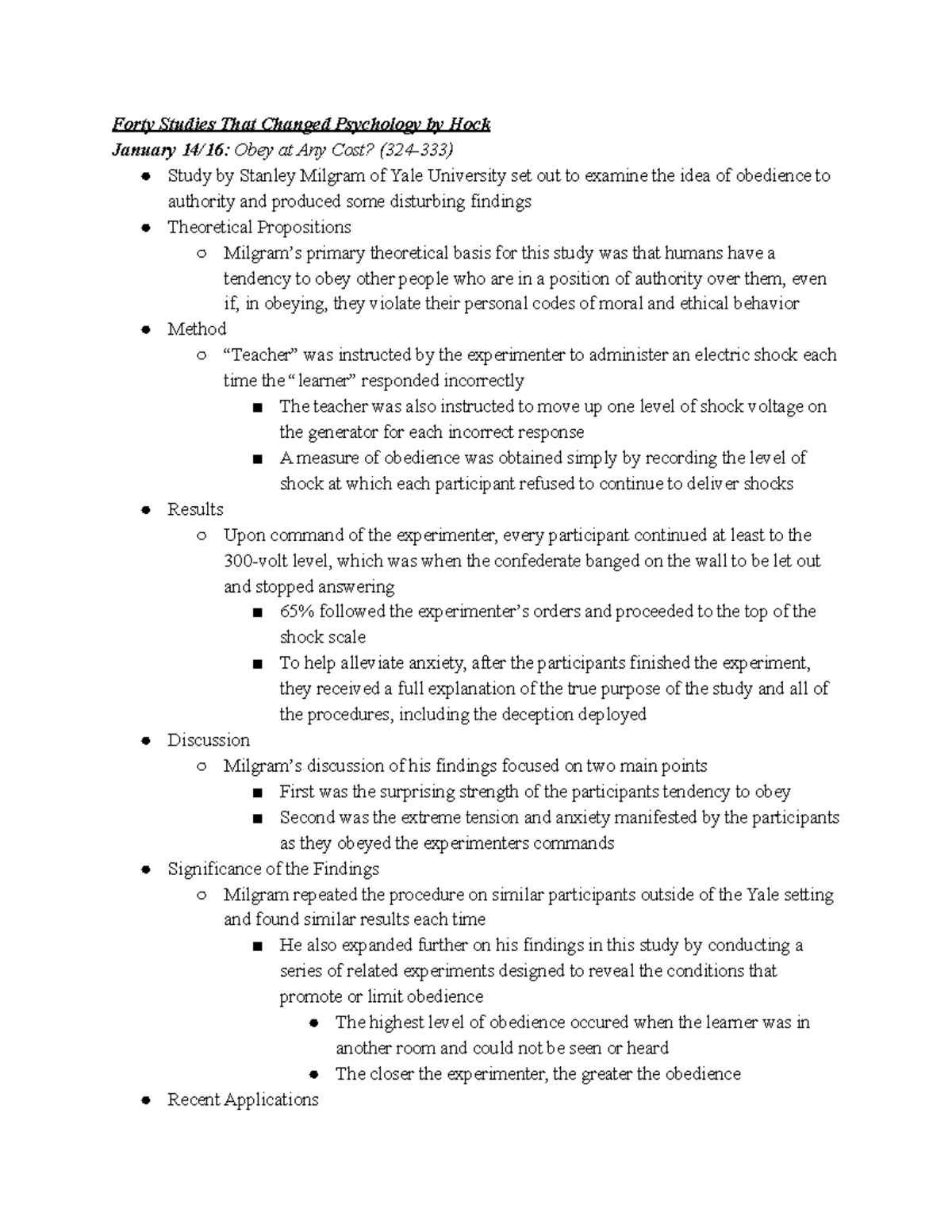 Psych 111 Textbook Notes - Forty Studies That Changed Psychology by ...