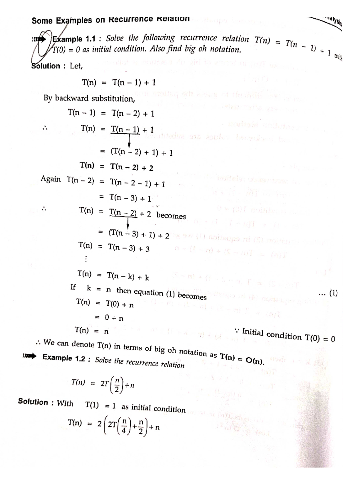 Examples of recurrence relation - Artificial intelligence and Data Science - Studocu