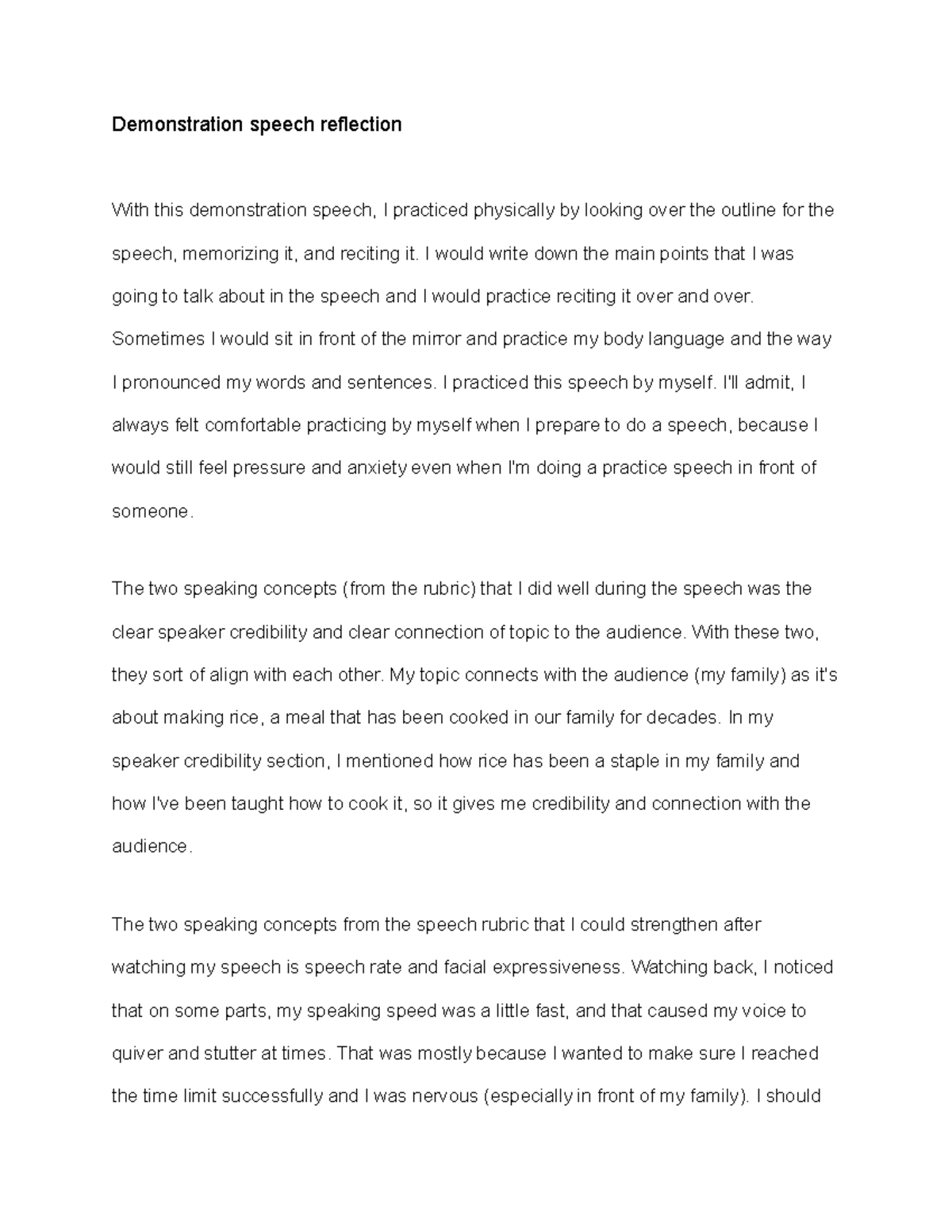 Demonstrationreflection - Demonstration speech reflection With this ...