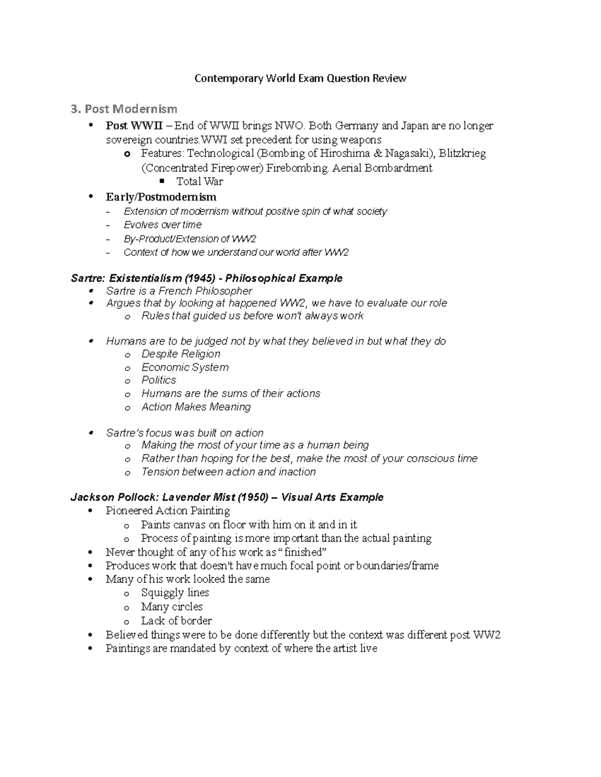 UCW Exam 3. - Exam Notes - Contemporary World Exam Question Review 3 ...