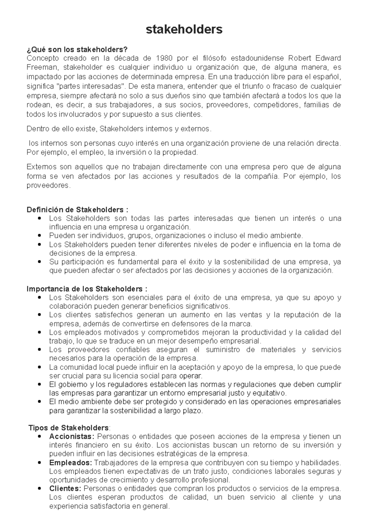Los stakeholders - stakeholders ¿Qué son los stakeholders? Concepto ...