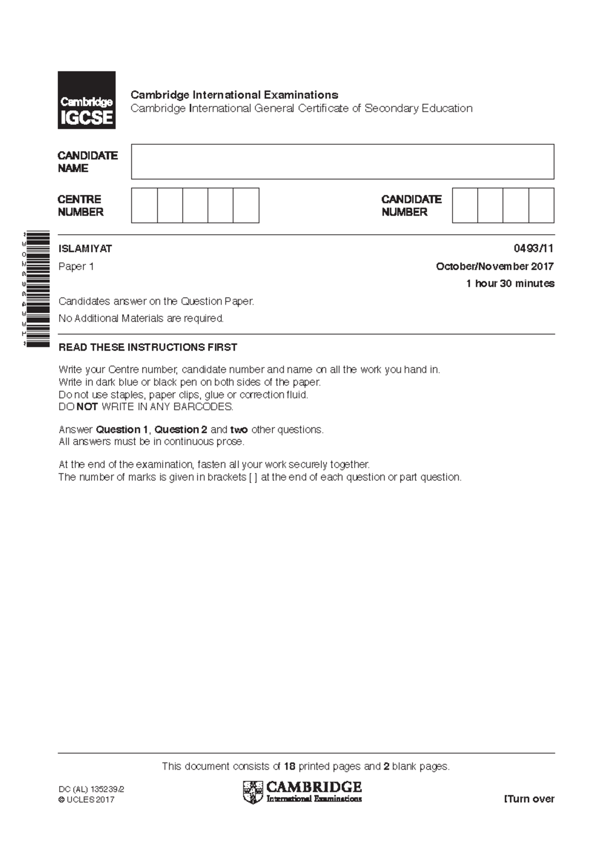 0493 w17 qp 11 - past pAPEER - 3 0 2 6 9 6 4 3 3 1 * This document ...