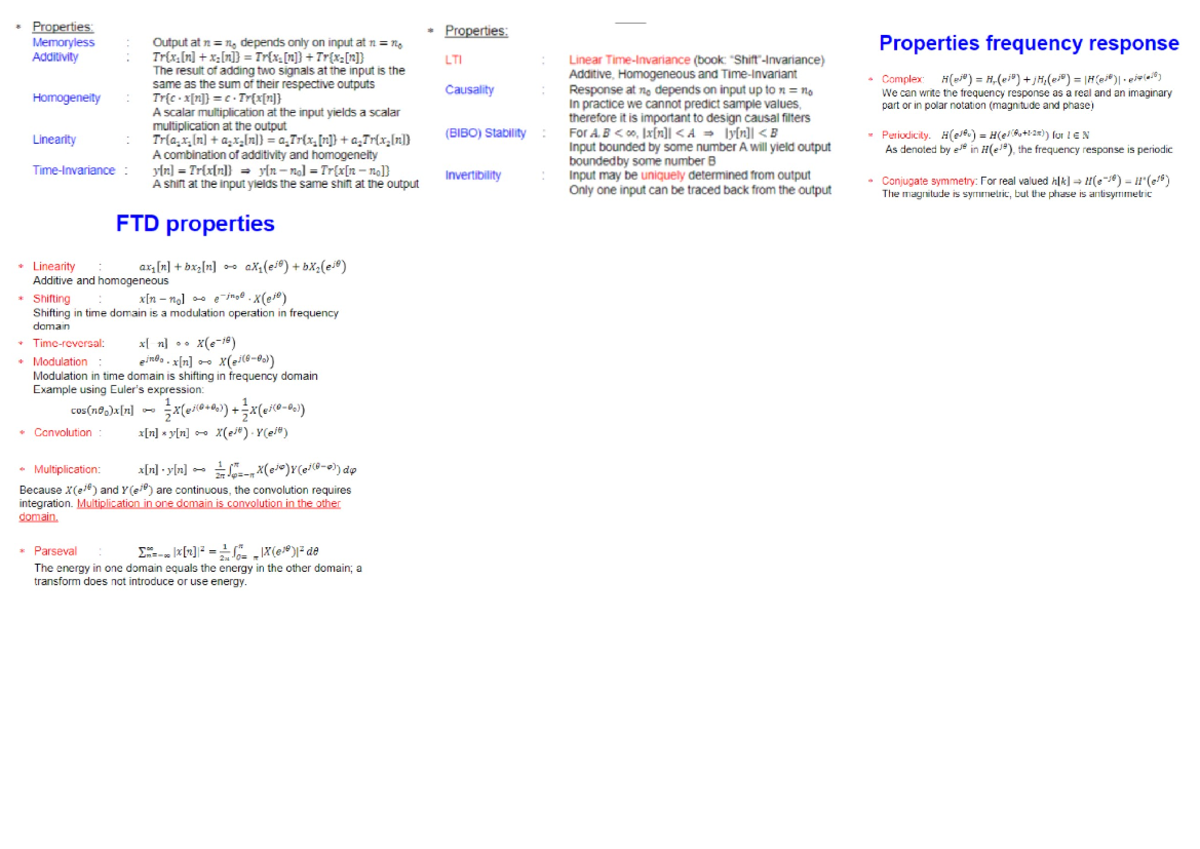 Cheat Sheet - DSP fundamentals (signals II) - Studeersnel