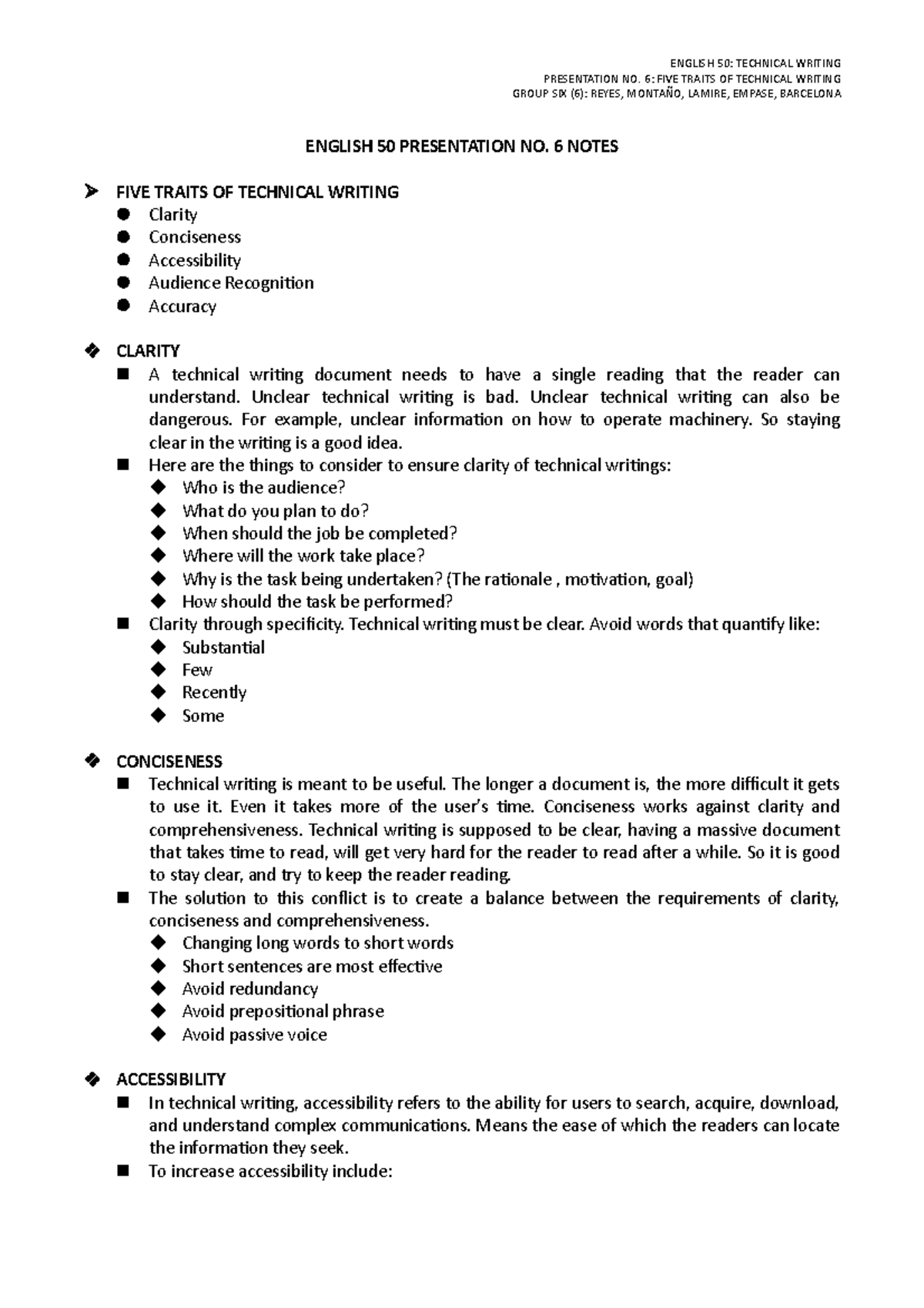 English 50 Presentation NO ENGLISH 50 TECHNICAL WRITING PRESENTATION NO 6 FIVE TRAITS OF english-50-presentation-no-english-50-technical-writing-presentation-no-6-five-traits-of
