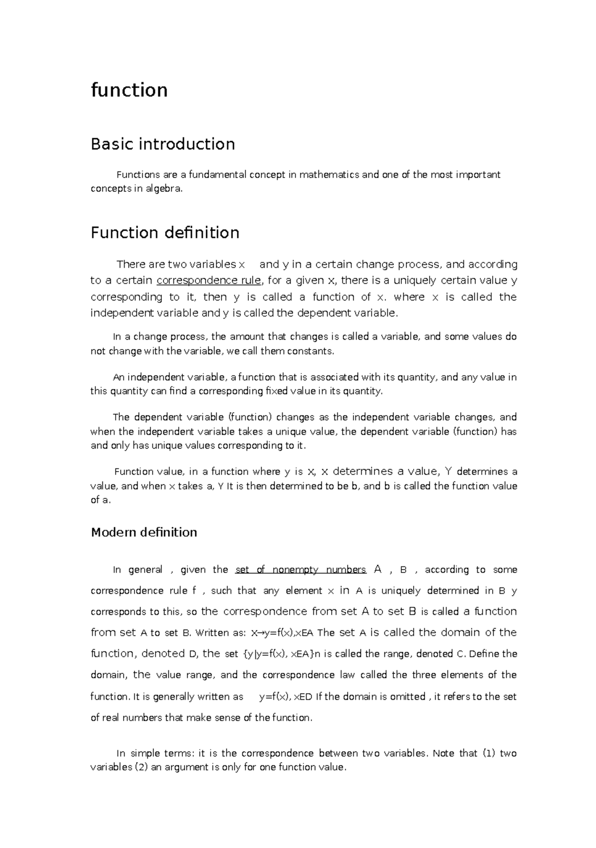 Modern definition - function Basic introduction Functions are a fundamental concept in ...
