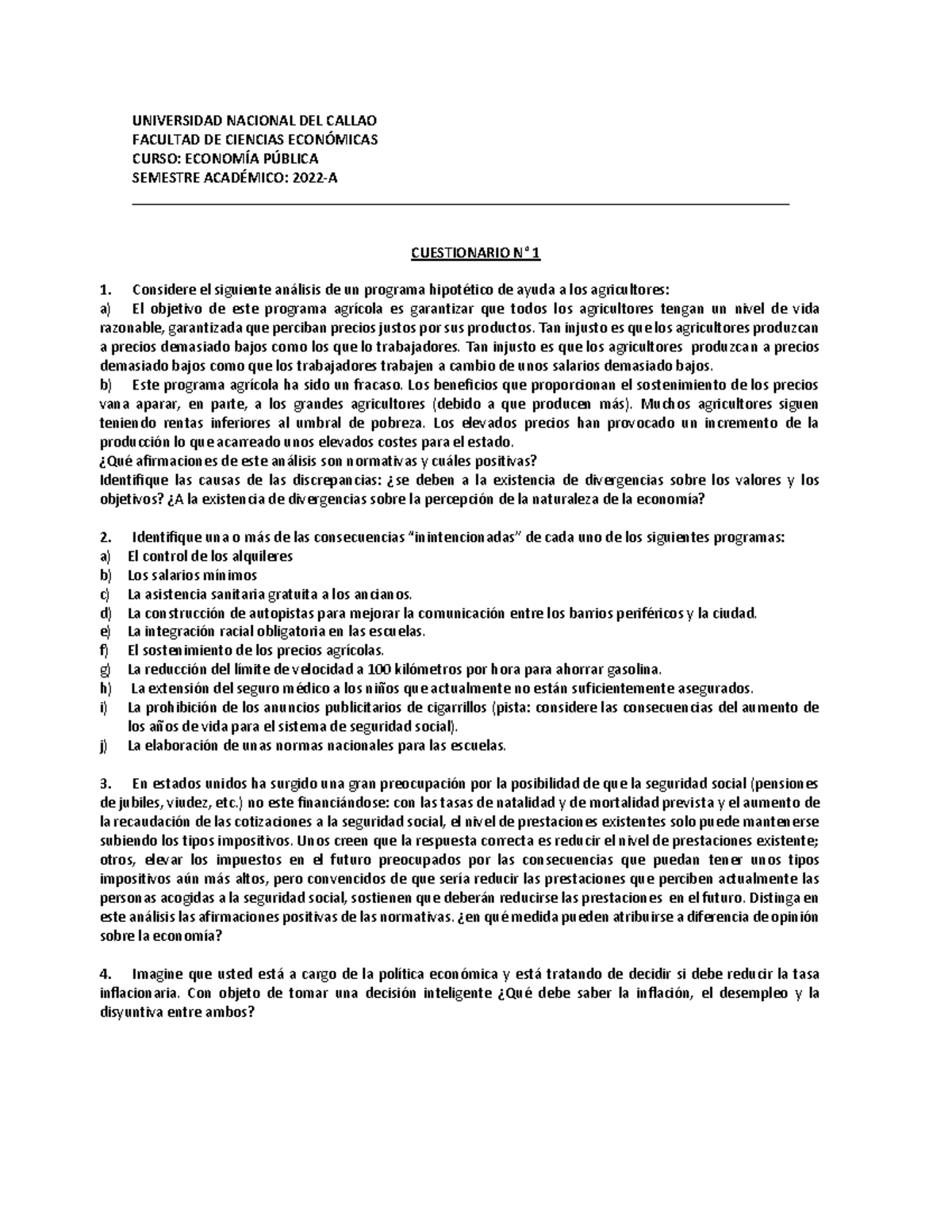 Cuestionario PDF Economía Pública - FACULTAD DE CIENCIAS ECON”MICAS CURSO: ECONOMÕA P⁄BLICA ...