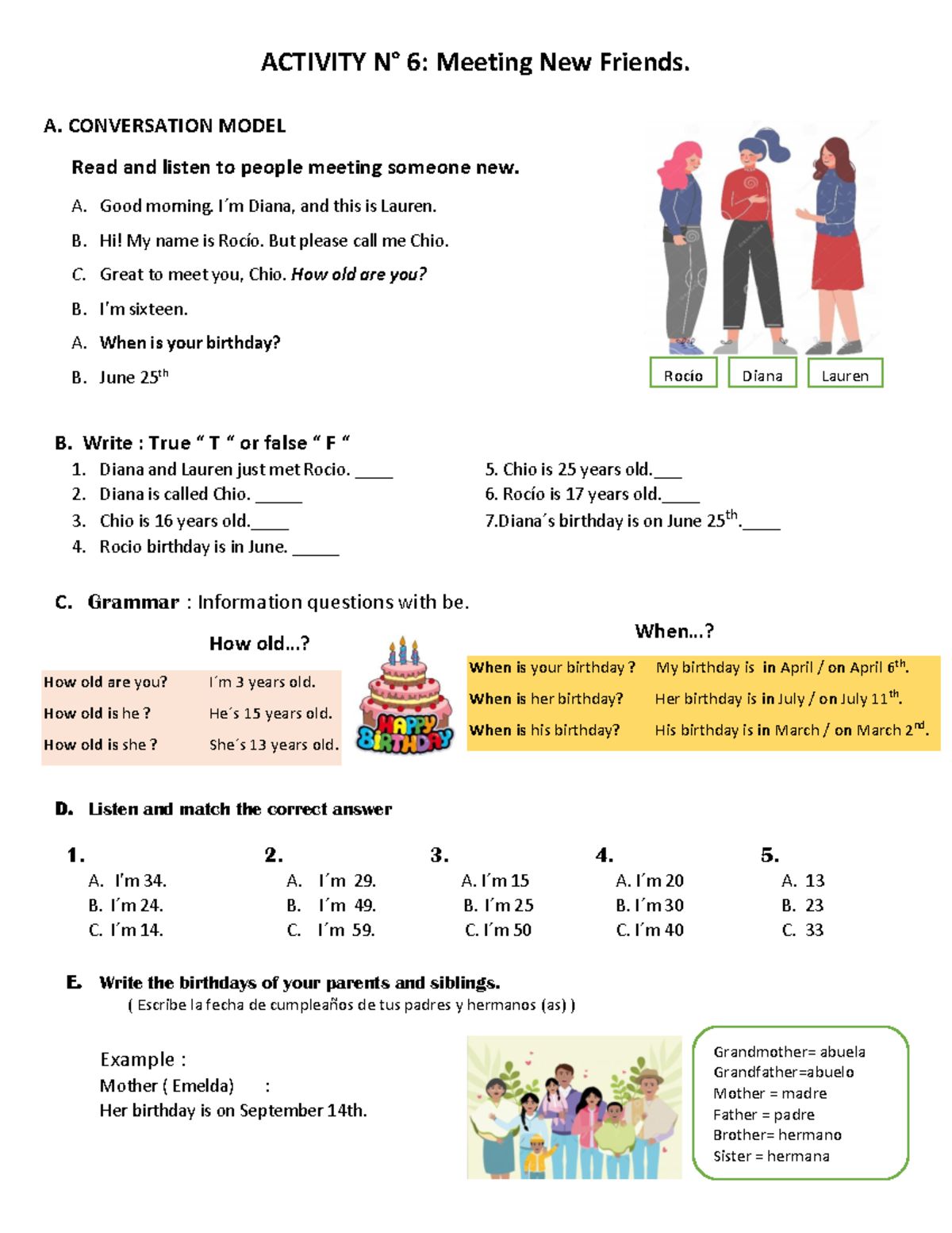 ACT 6 Tercero - Meeting New Friends - ACTIVITY N° 6: Meeting New ...