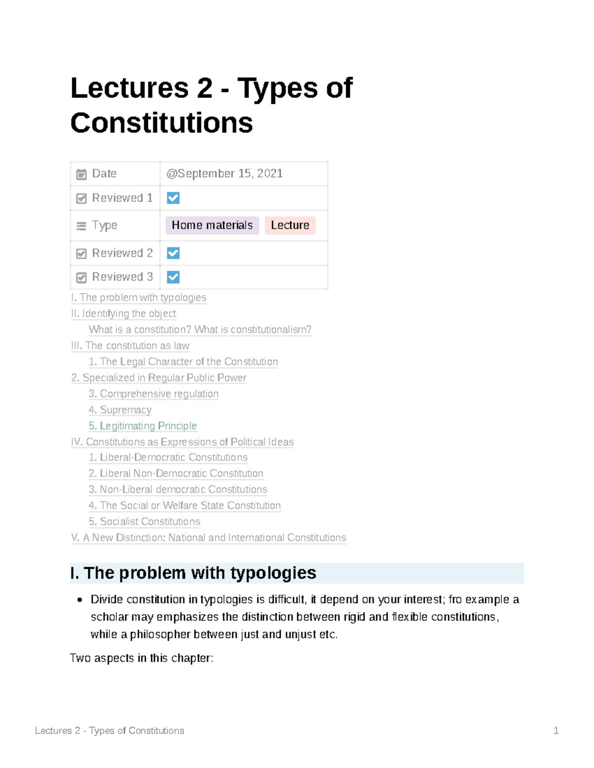 Lectures 2 - Types of Constitutions - Lectures 2 - Types of ...