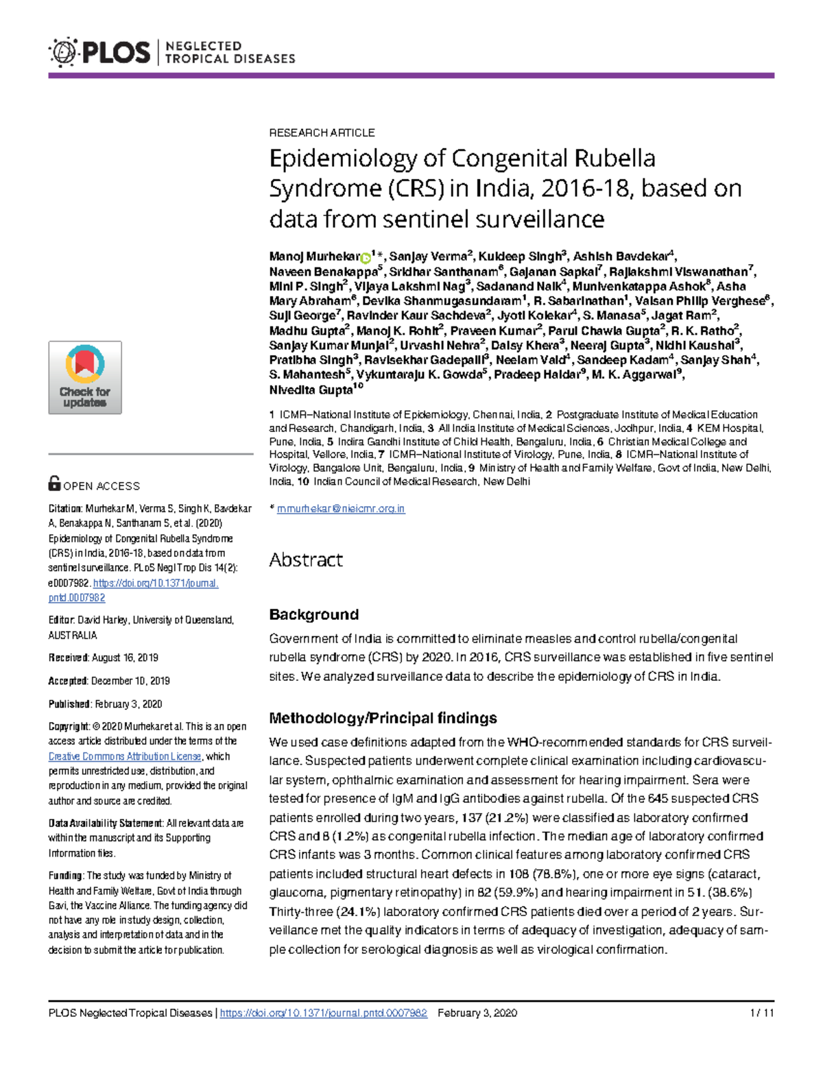 Rubela - for research - ####### RESEARCH ARTICLE Epidemiology of ...