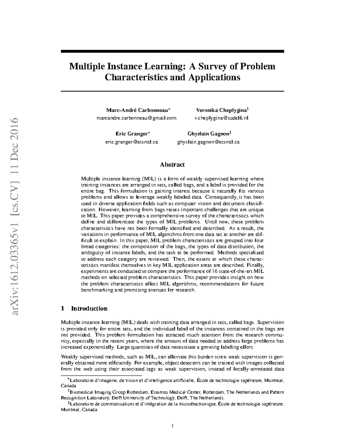 1612 paper MIL seminar - Multiple Instance Learning: A Survey of Problem Characteristics and ...