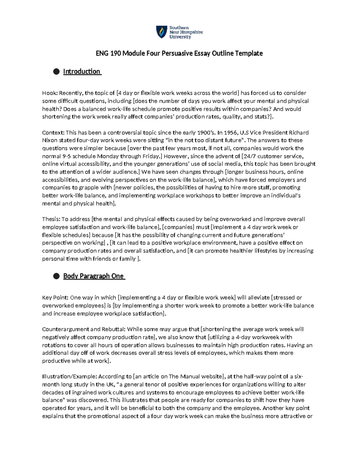 Completed Module 4 Persuasive Essay Outline Template - ENG 190 Module ...