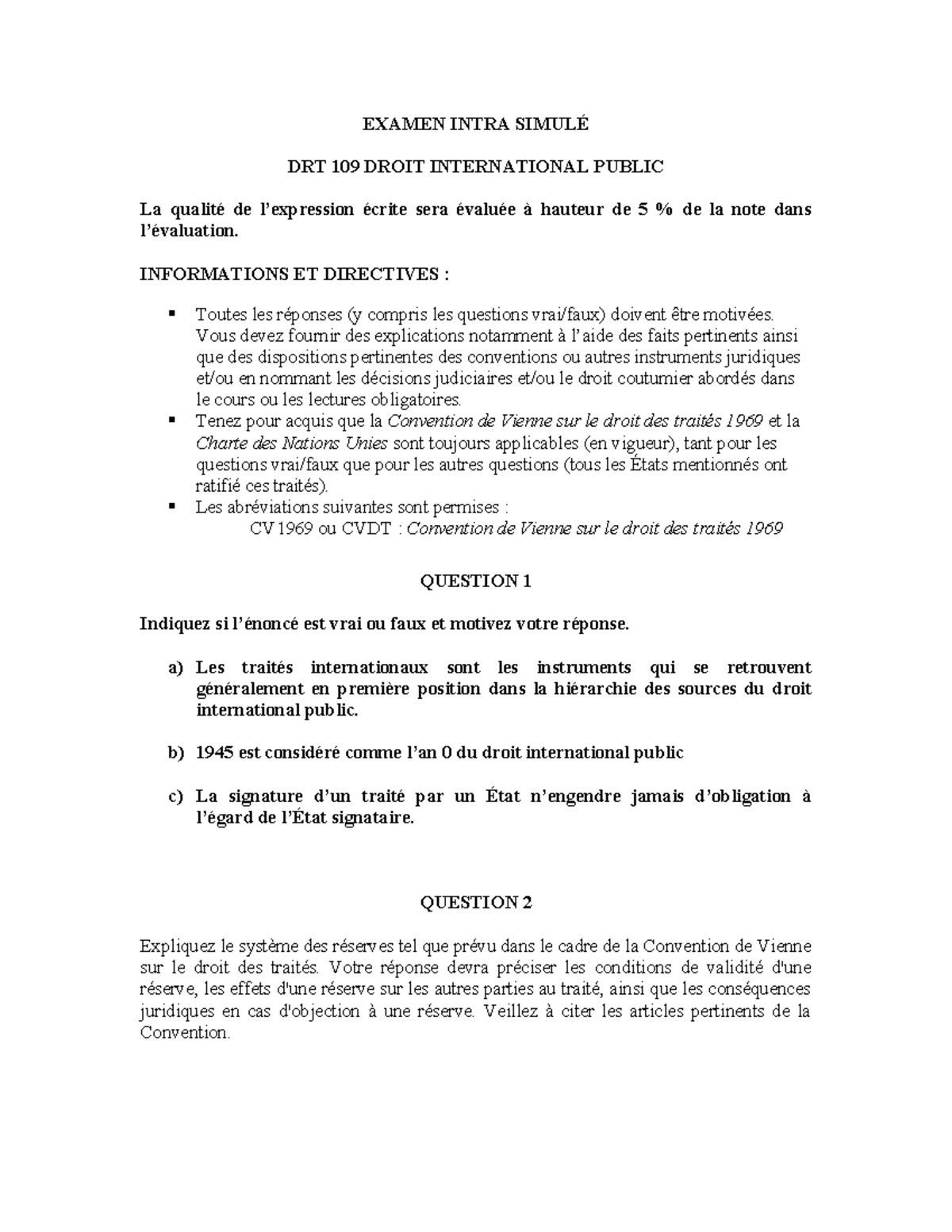 Examensimulé 2024 - exam simulé - EXAMEN INTRA SIMULÉ DRT 109 DROIT ...