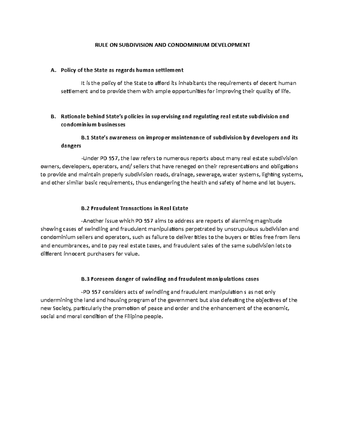Rules ON Subdivision AND Condominium Development - RULE ON SUBDIVISION ...