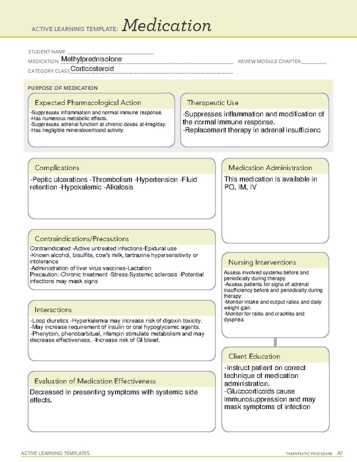 I Methlyprednisolone complete Immune - ACTIVE LEARNING TEMPLATES ...