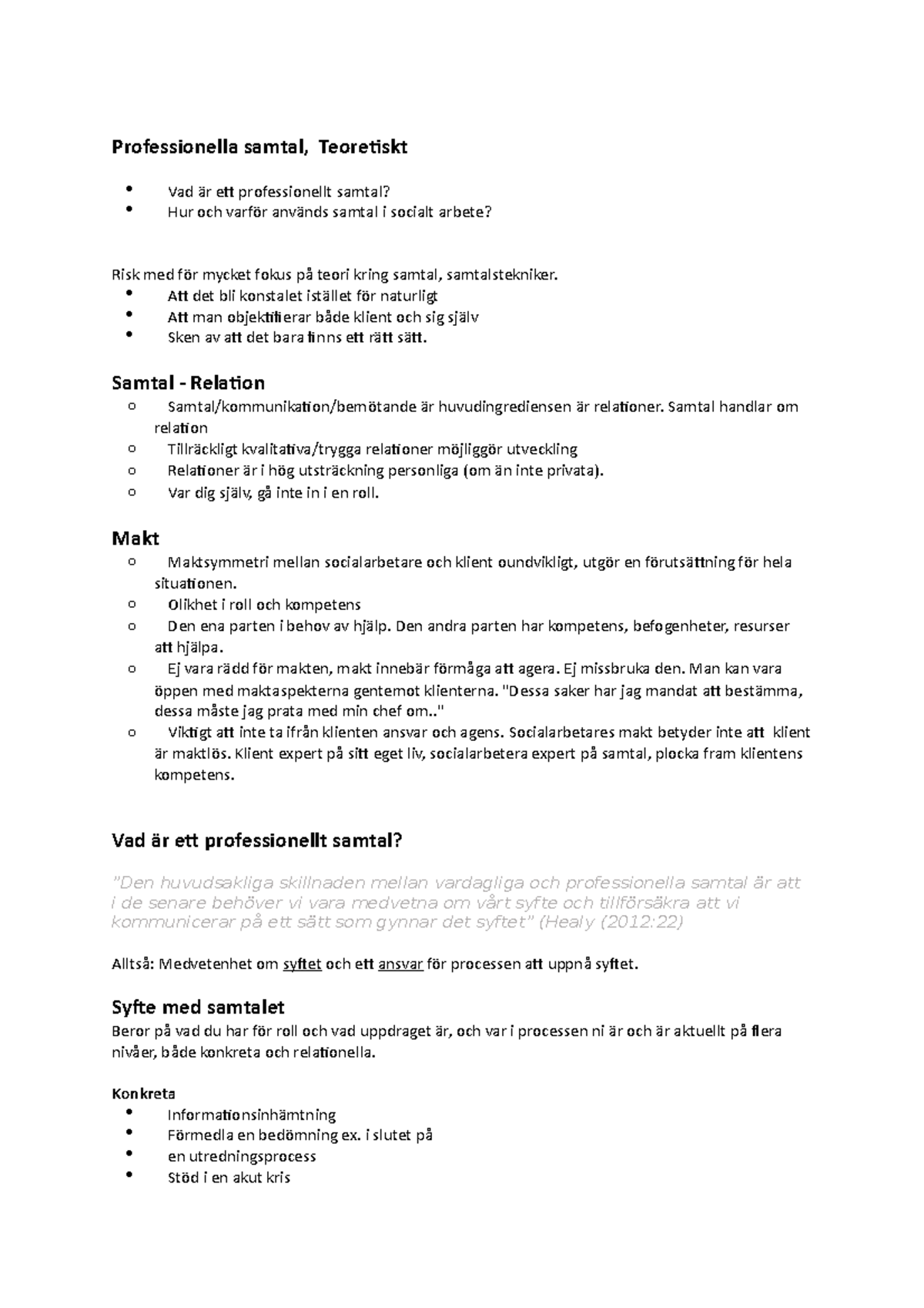 Professionella samtal Teoretiskt - Professionella samtal, Teoretiskt ...